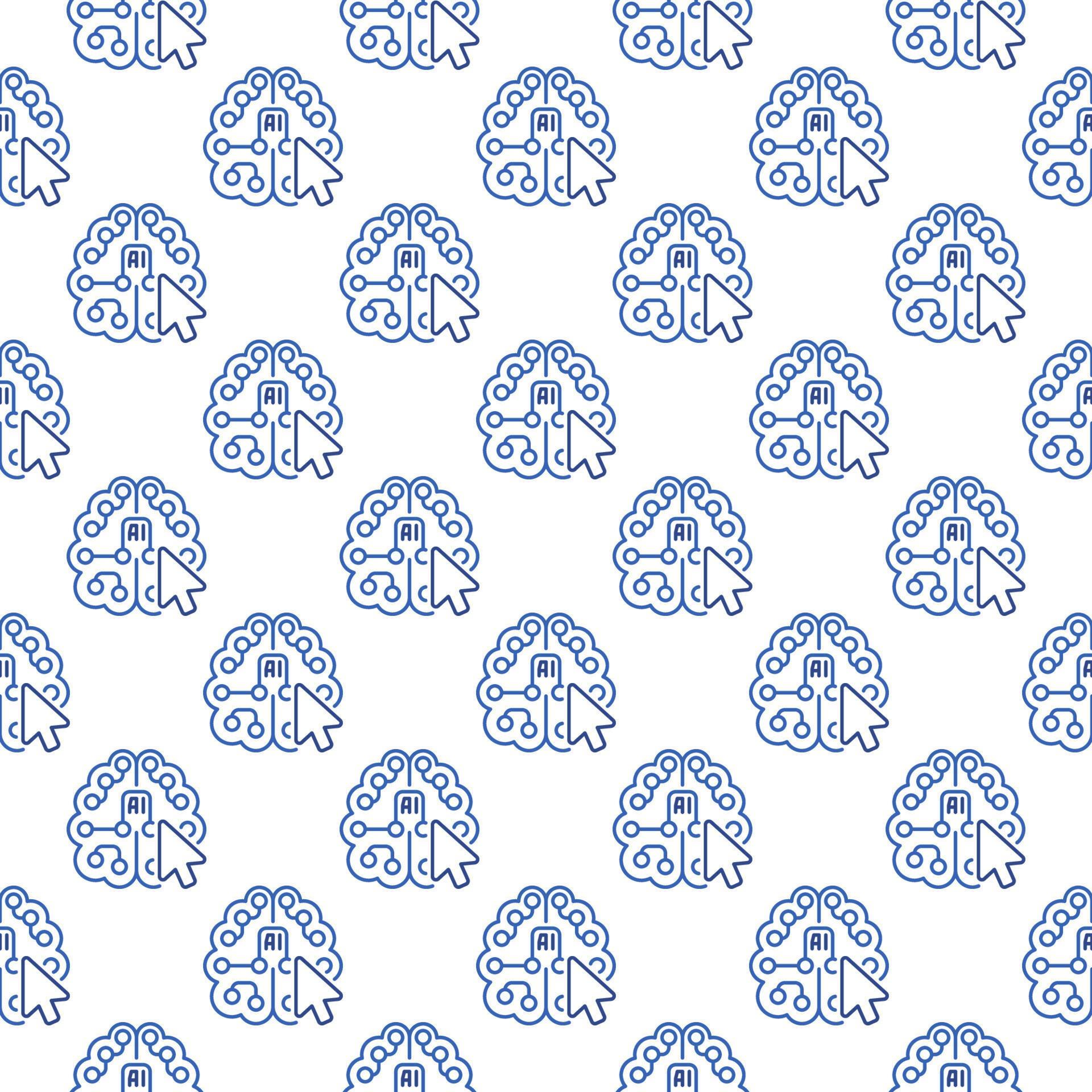 Mouse Click On Ai Brain Vector Artificial Intelligence Outline Seamless