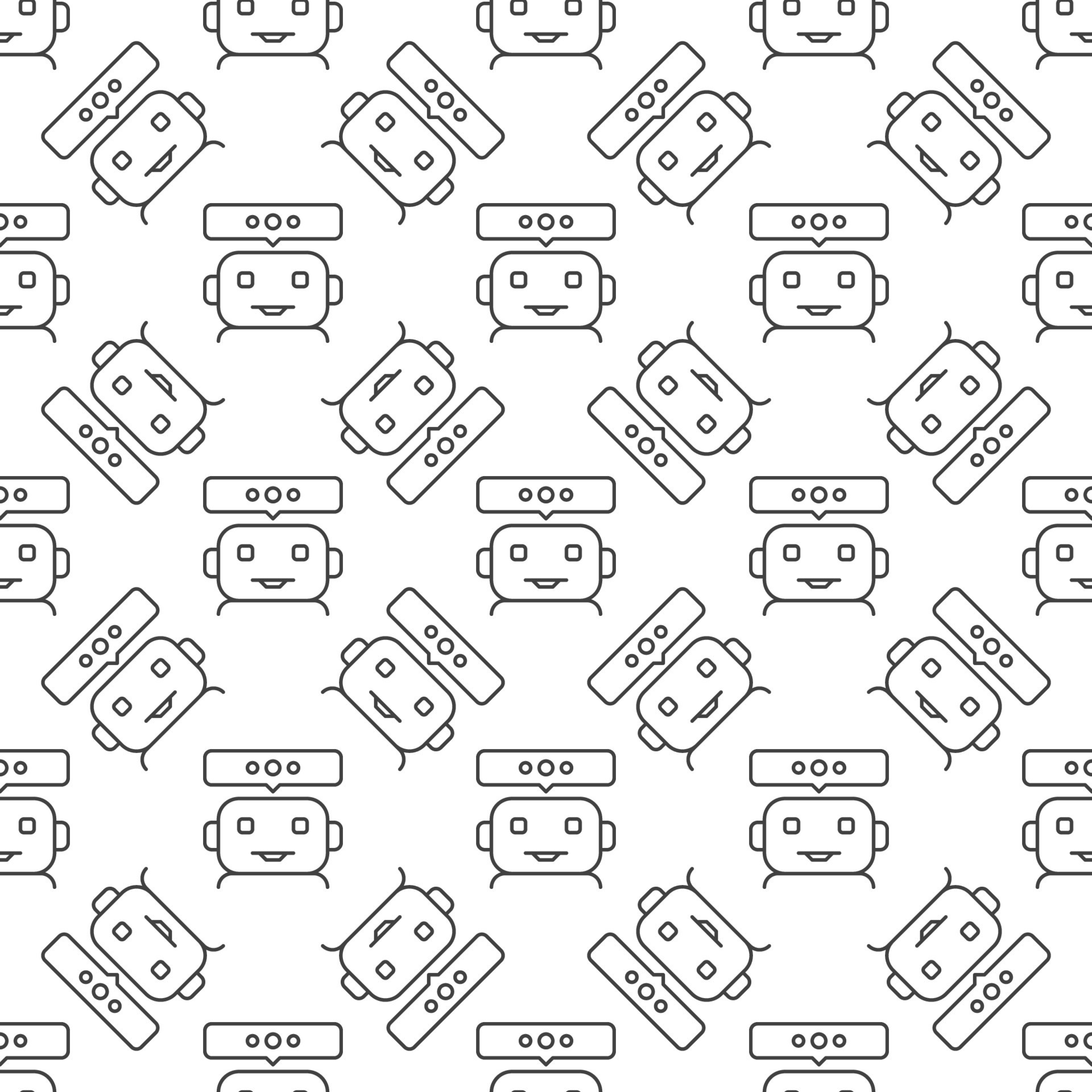 Cute Chatbot Vector Online Chat Conversation Line Seamless Pattern
