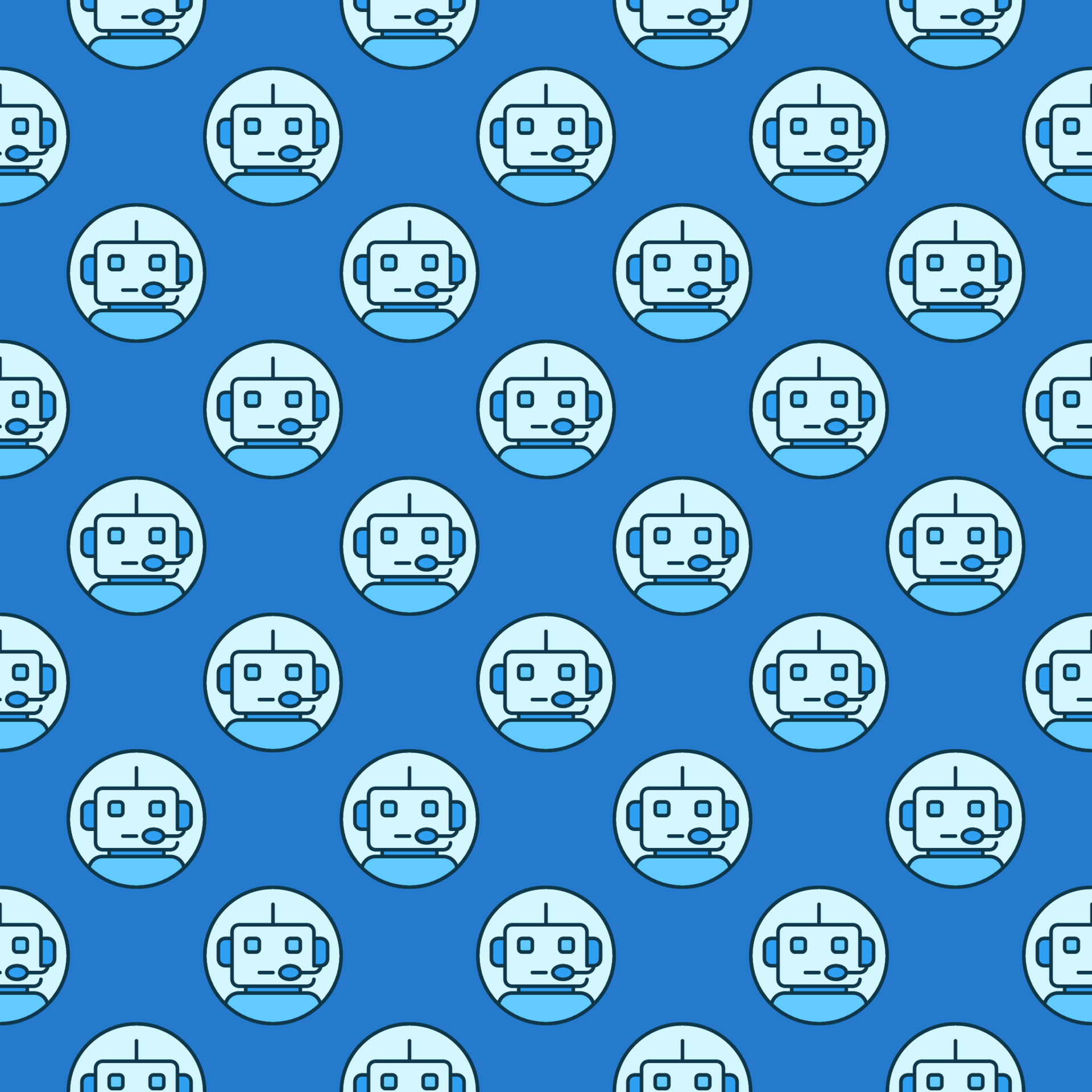 Circle With Robot Chatbot Vector Colored Seamless Pattern 23093191