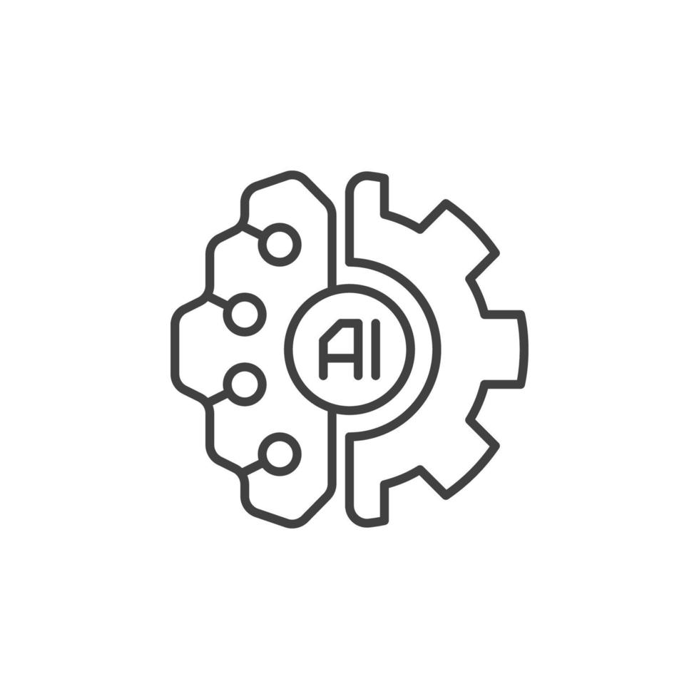 Gear with AI Brain vector Artificial Intelligence line icon 23093204 ...