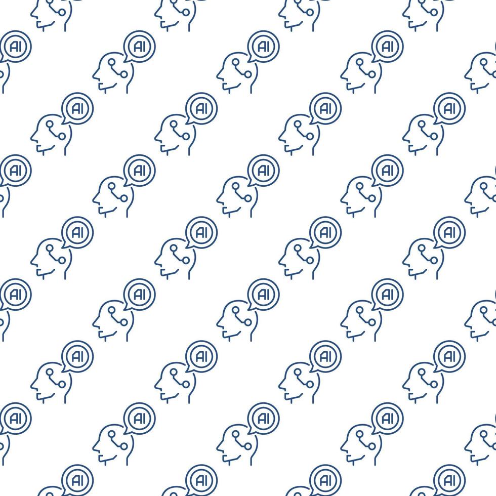 Head with AI Speech Bubble vector Artificial Intelligence Head line seamless pattern 23093215 ...