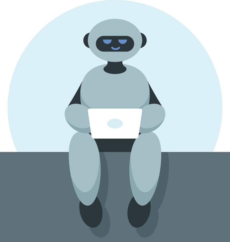 Humanoid Robot Using Computer Laptop 23097431 Vector Art at Vecteezy
