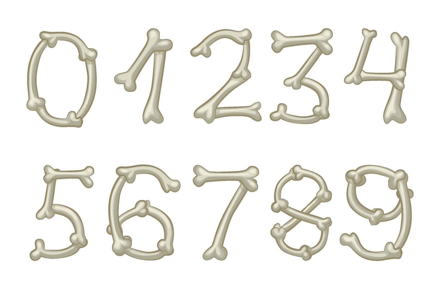 Bones numbers, vector digits. Cartoon isolated numbers on white ... Bones numbers, vector digits. Cartoon isolated numbers on white ...