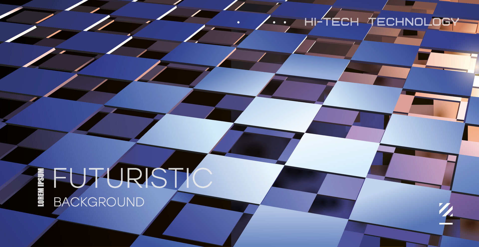 Technological tiled 3D background. Composition of square shape, geometric abstract background ...