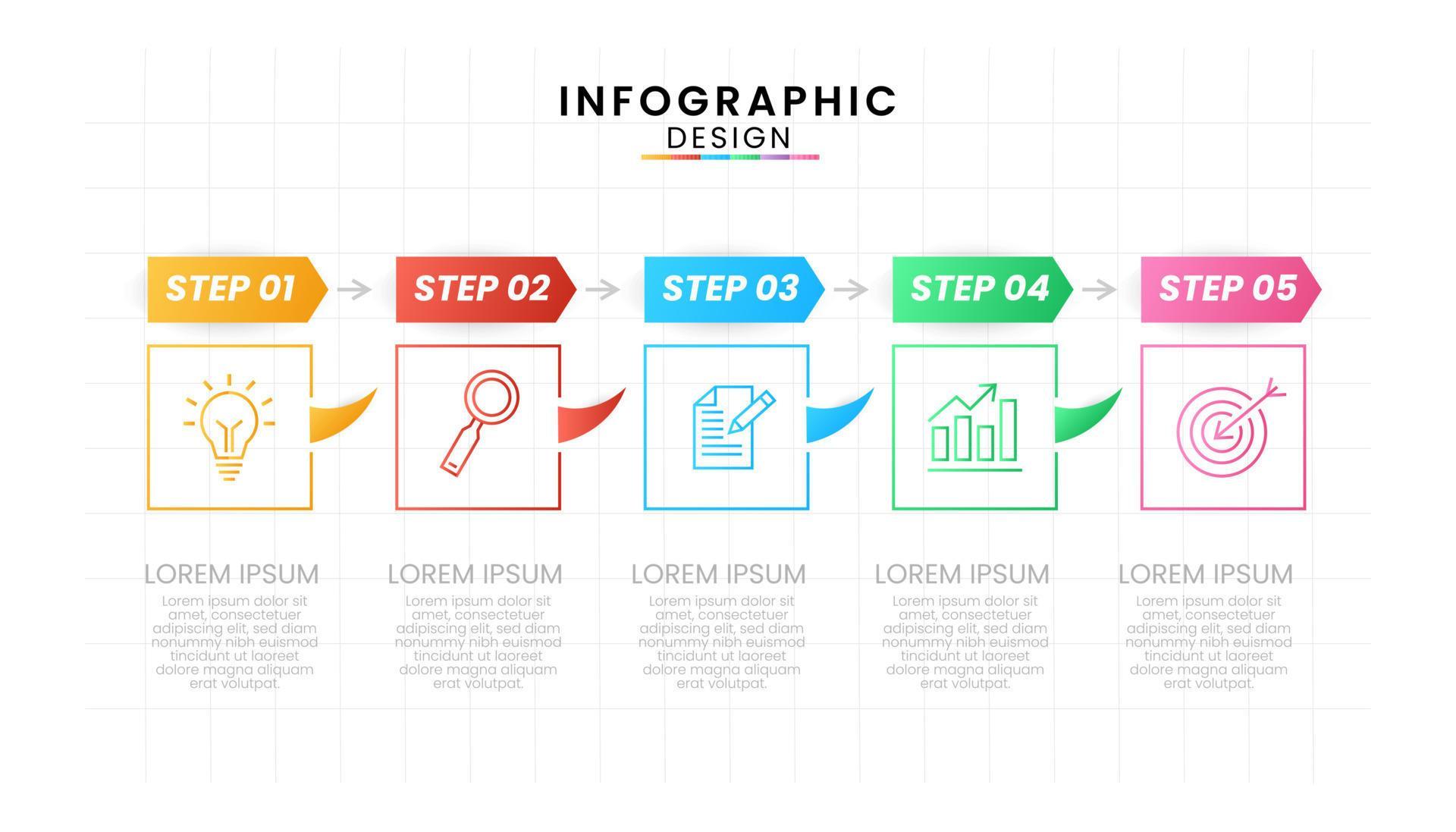 Business data process chart concept. Square infographic icons designed ...