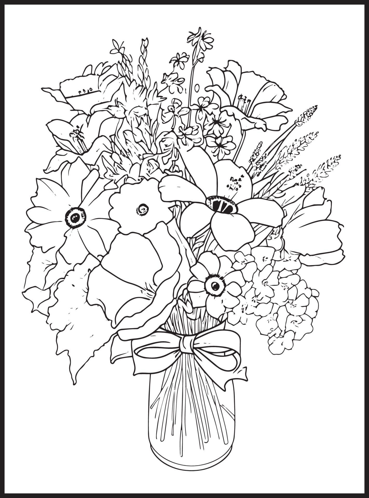 Mothers Day Flower Bouquet Coloring page 23117492 Vector Art at Vecteezy