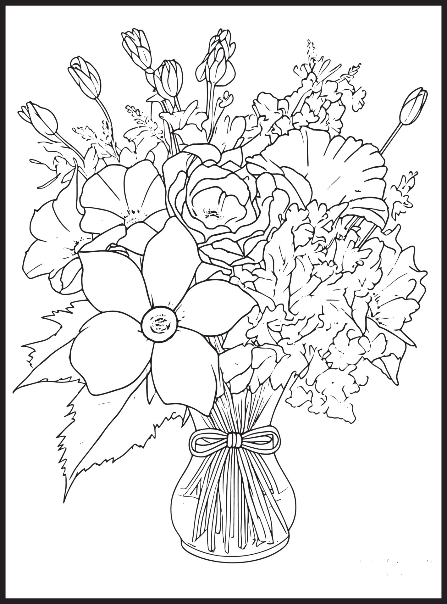 Mothers Day Flower Bouquet Coloring page 23117495 Vector Art at Vecteezy