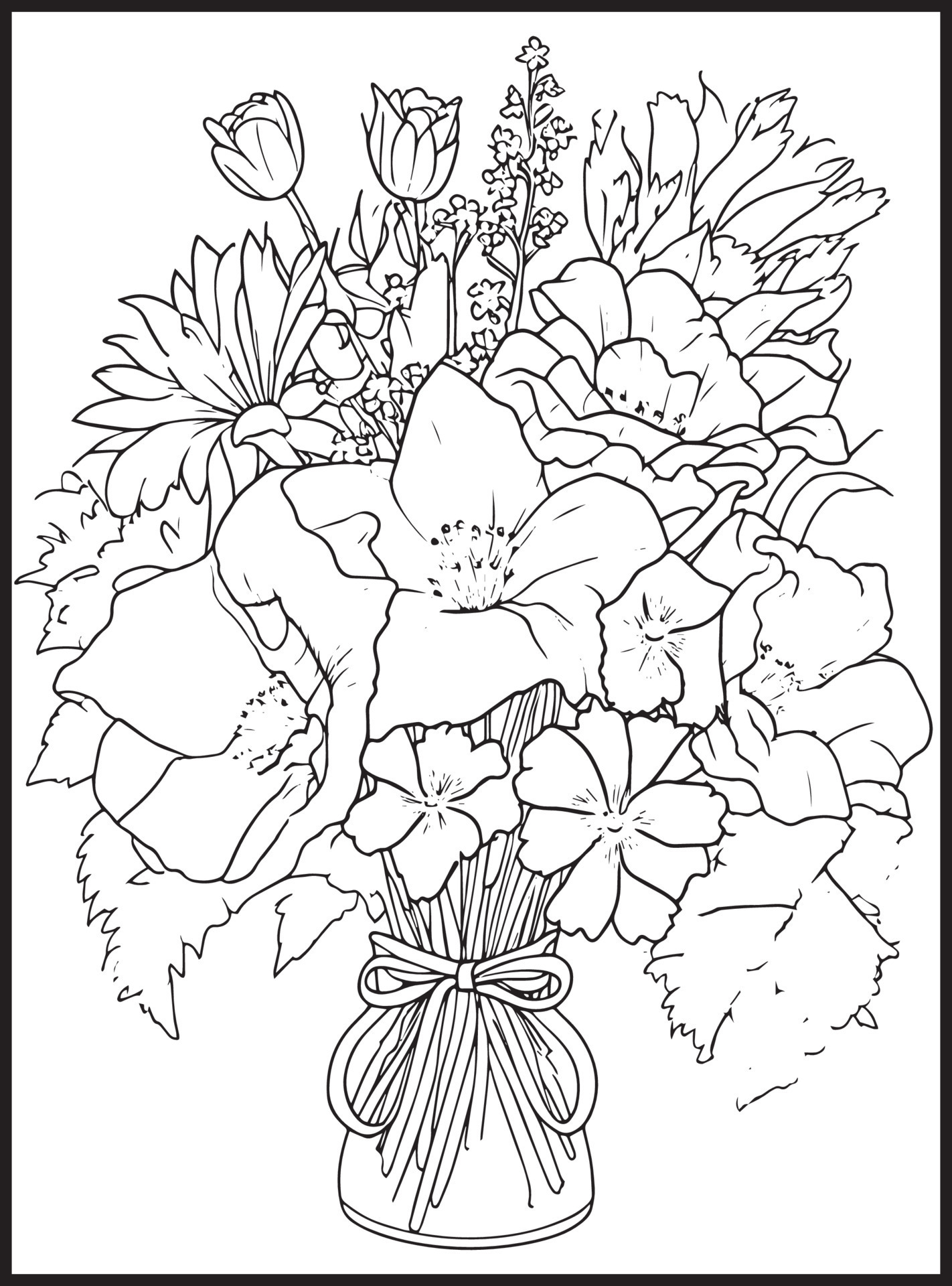 Mothers Day Flower Bouquet Coloring page 23117500 Vector Art at Vecteezy