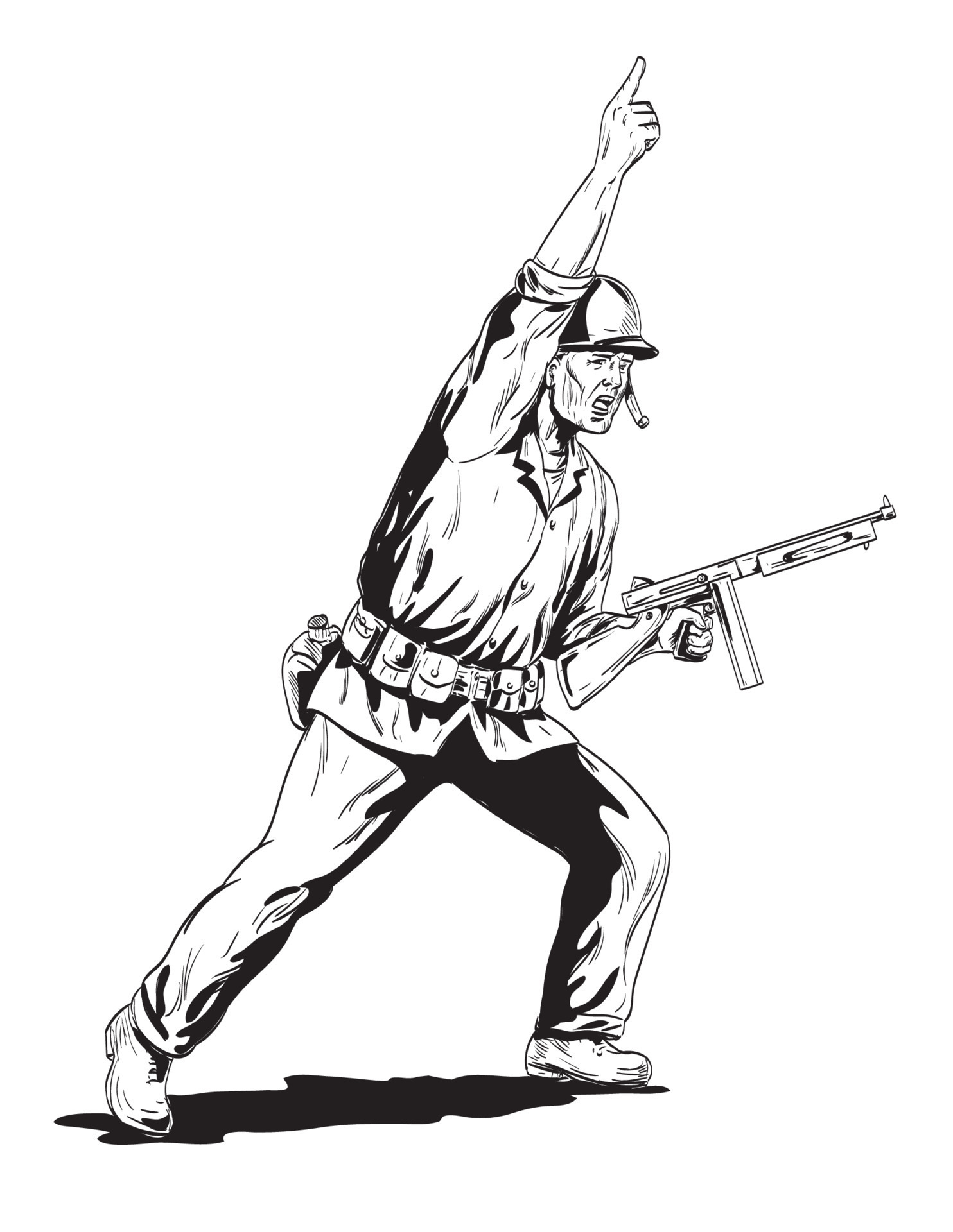World War Two American Gi Soldier With Rifle Leading Charge Side Angle