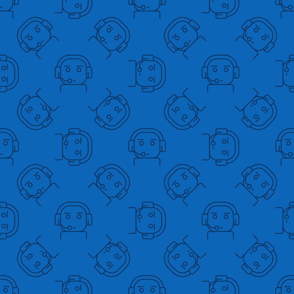 Chatbot Vector Support Service Linear Blue Seamless Pattern 23119784