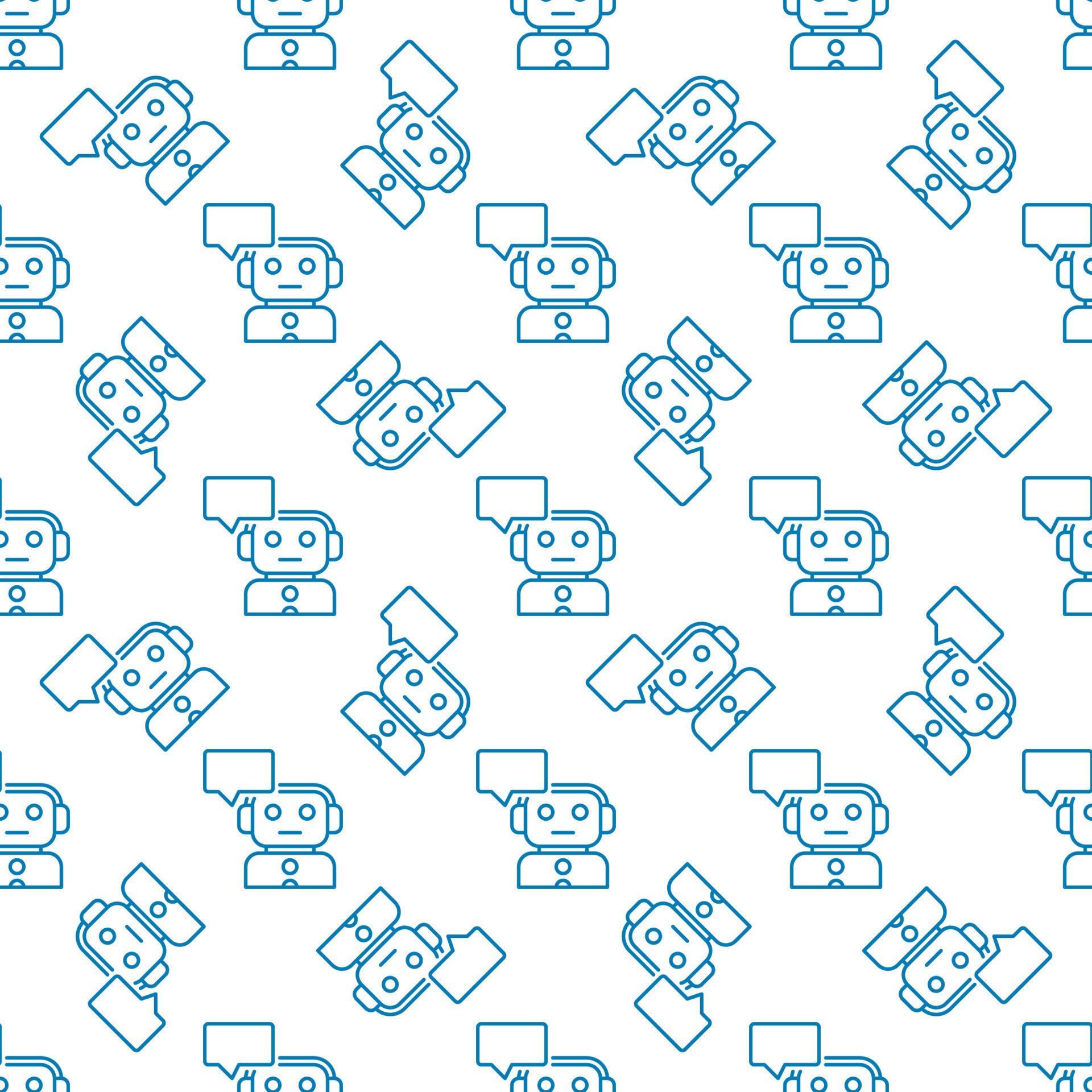 Chatbot Talking Vector Communication Technology Line Seamless Pattern