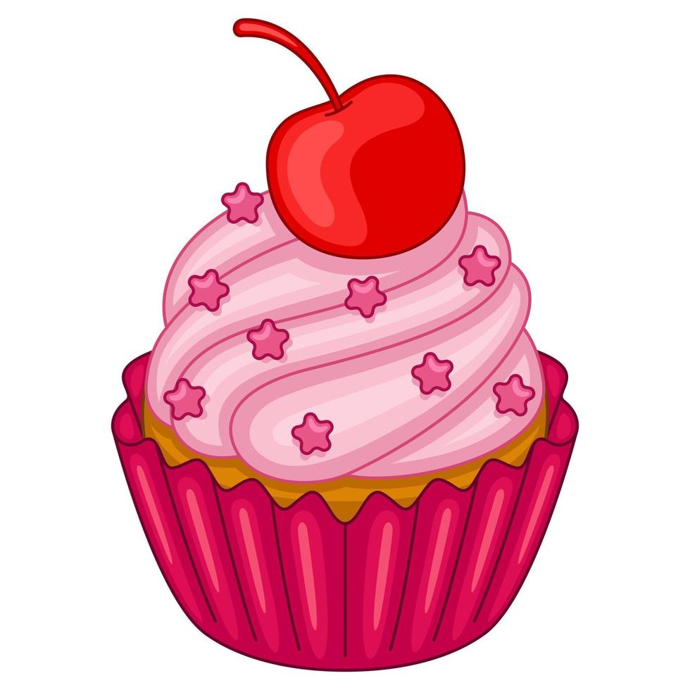 Cherry Cupcake In Vector Illustration 23120718 Vector Art At Vecteezy