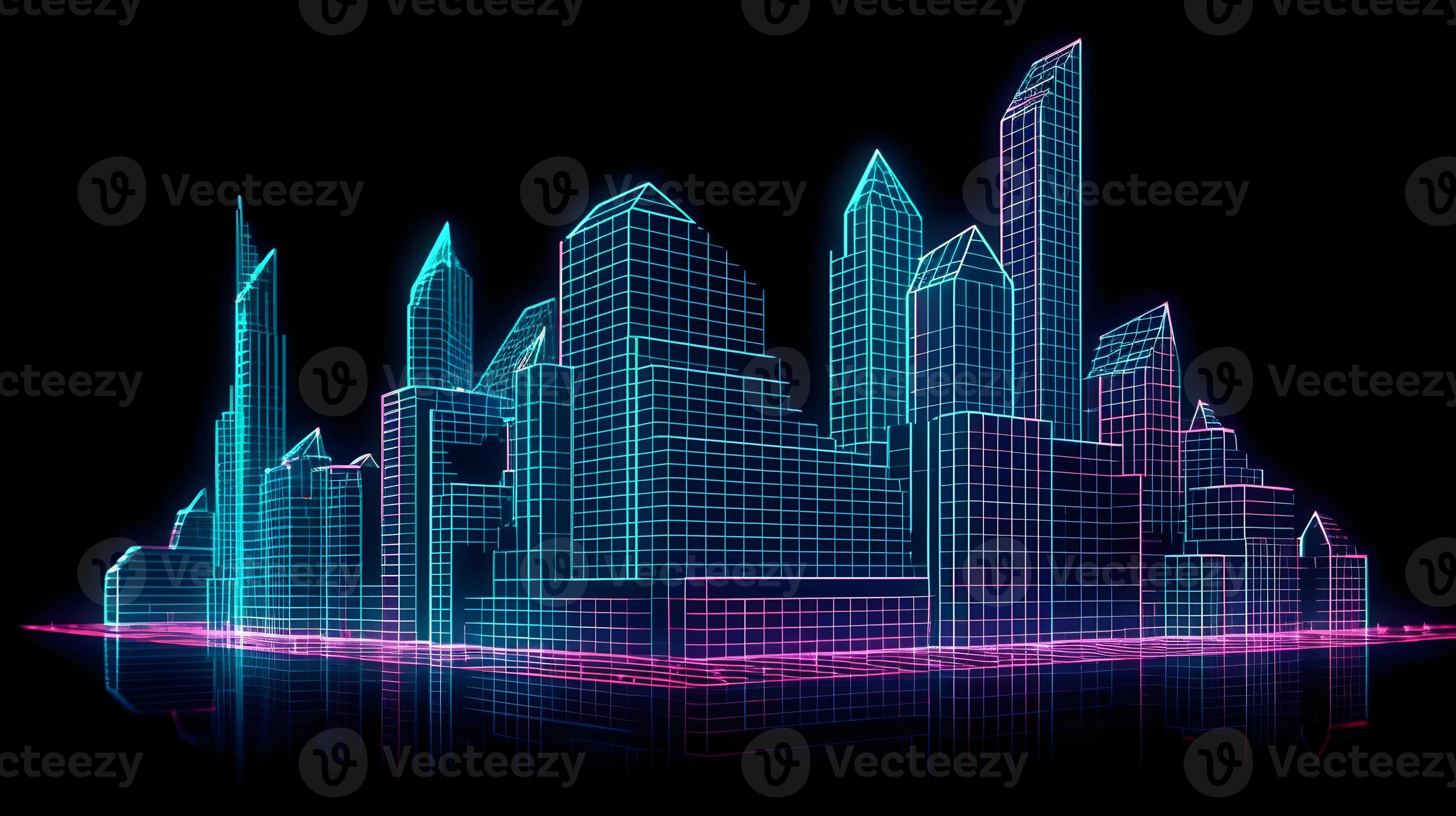 illustration of a hologram skyscraper view , 23121563 Stock Photo at ...