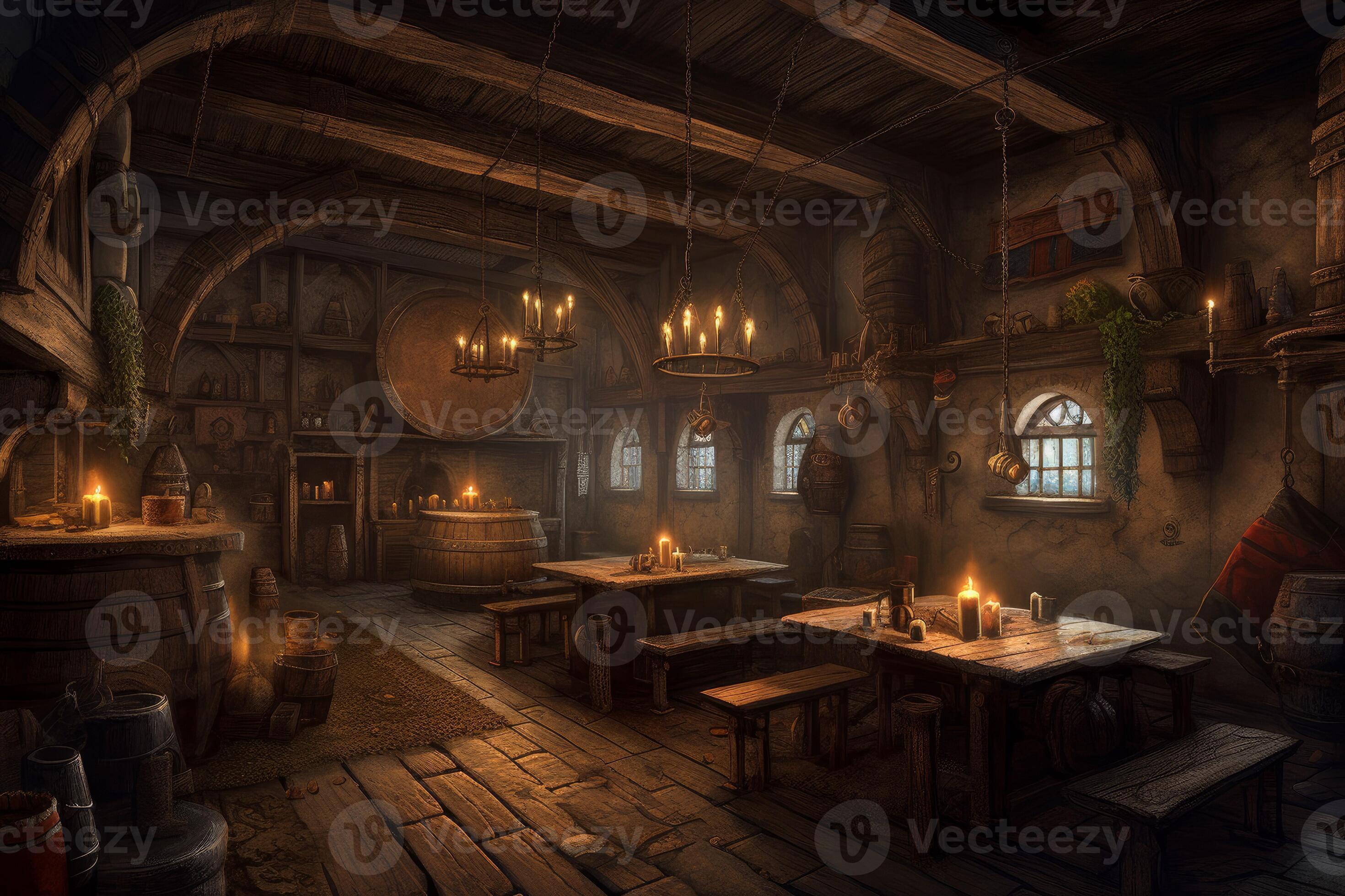 Wood medieval tavern. Generate Ai 23123513 Stock Photo at Vecteezy