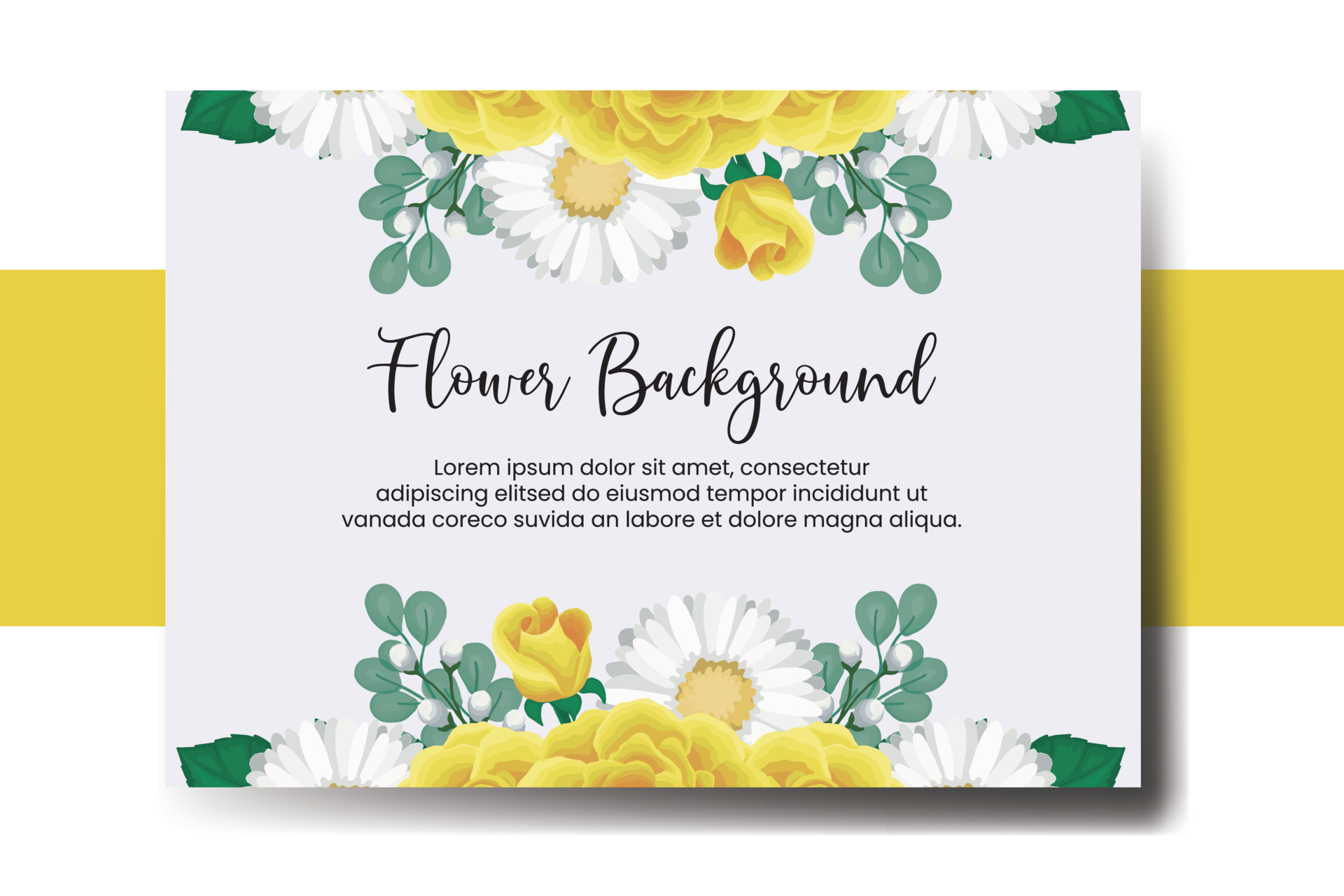 Wedding banner flower background, Digital watercolor hand drawn Yellow ...