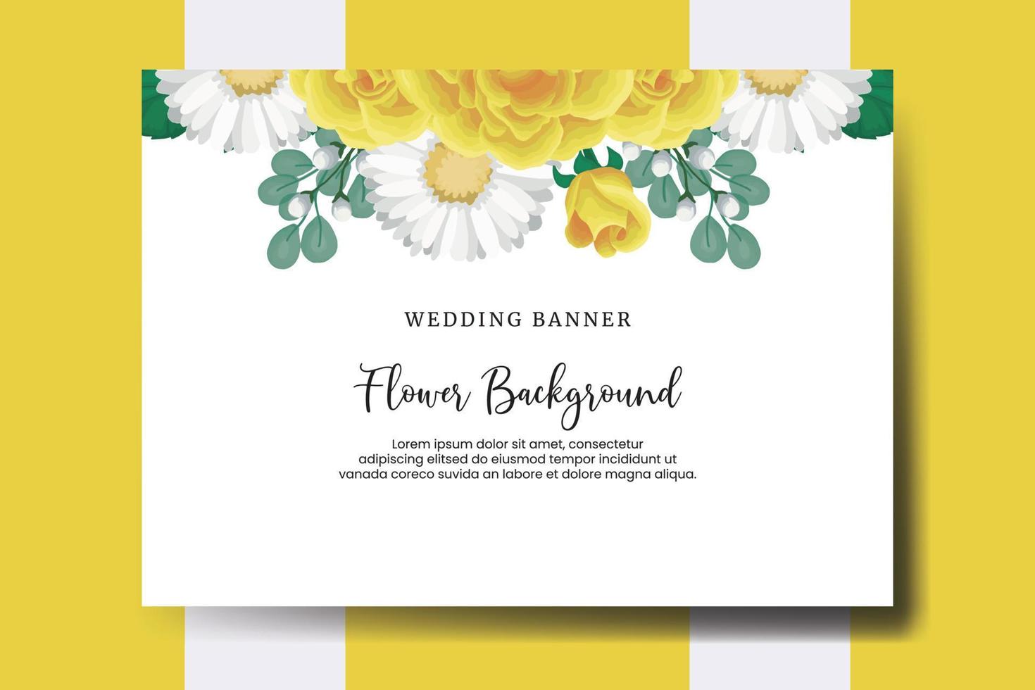 Wedding banner flower background, Digital watercolor hand drawn Yellow ...