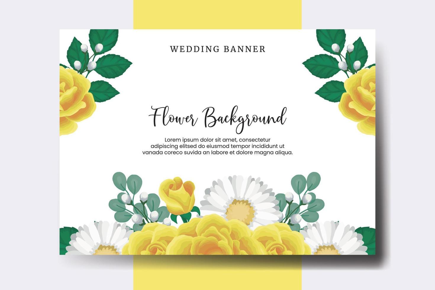 Wedding banner flower background, Digital watercolor hand drawn Yellow ...