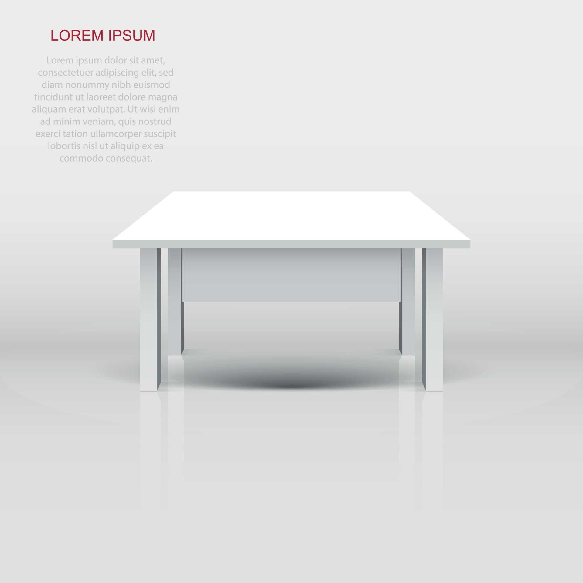 Vector 3d Table For Object Presentation Empty White Top Table Isolated On White Background