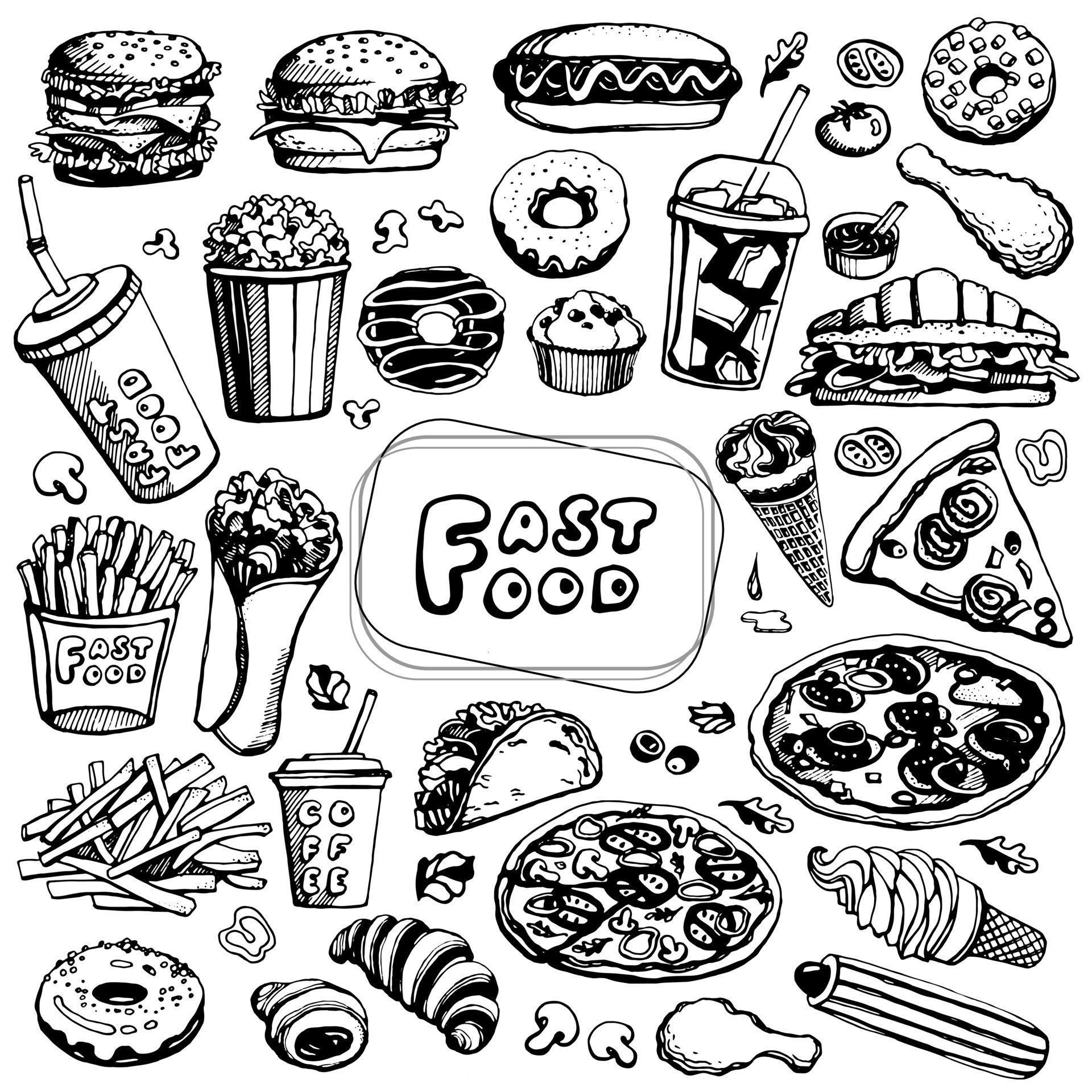Fast food set. Vector clipart 23132983 Vector Art at Vecteezy
