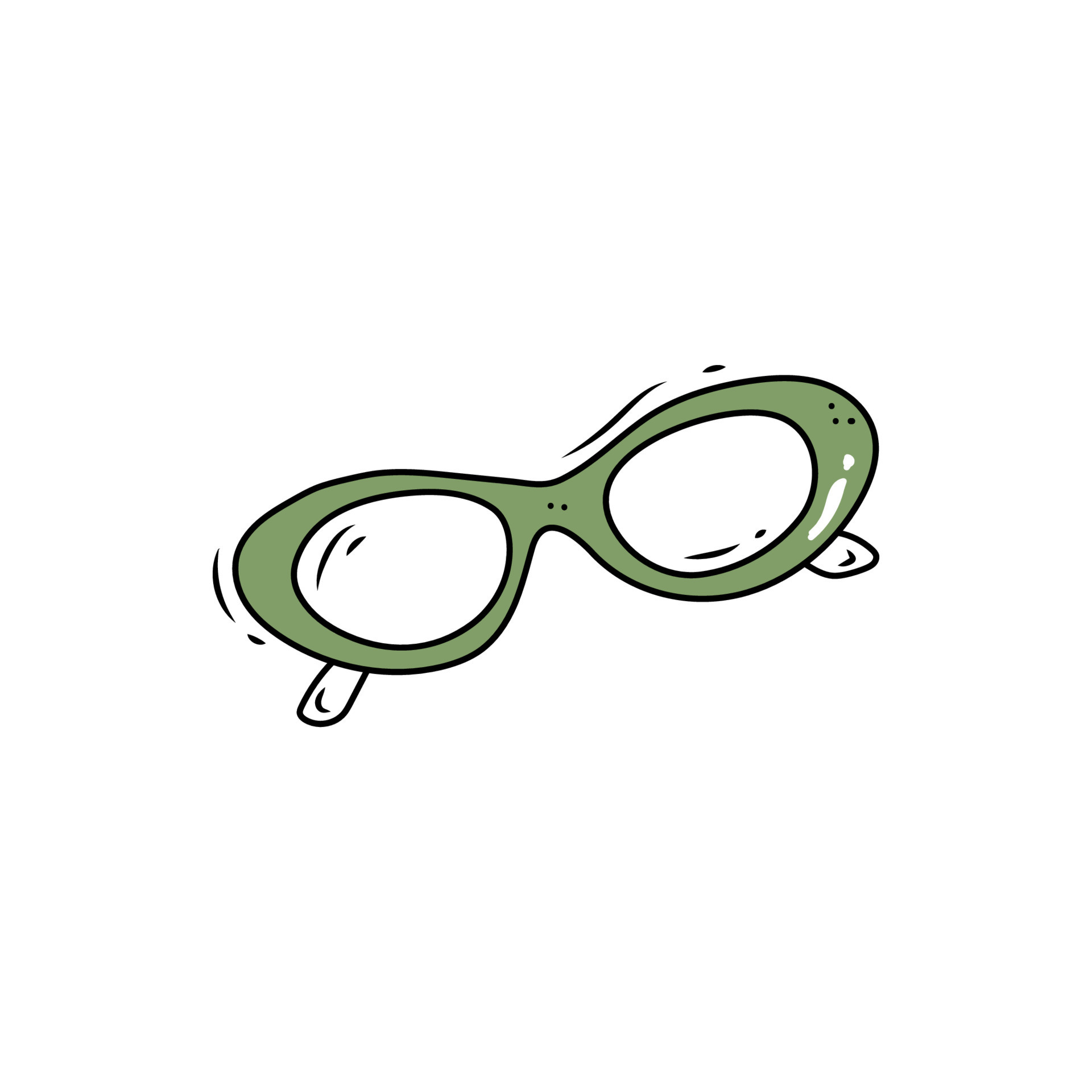 Simple Hand Drawn Sunglasses One Object Isolated On White Background Line Art Drawing Doodle