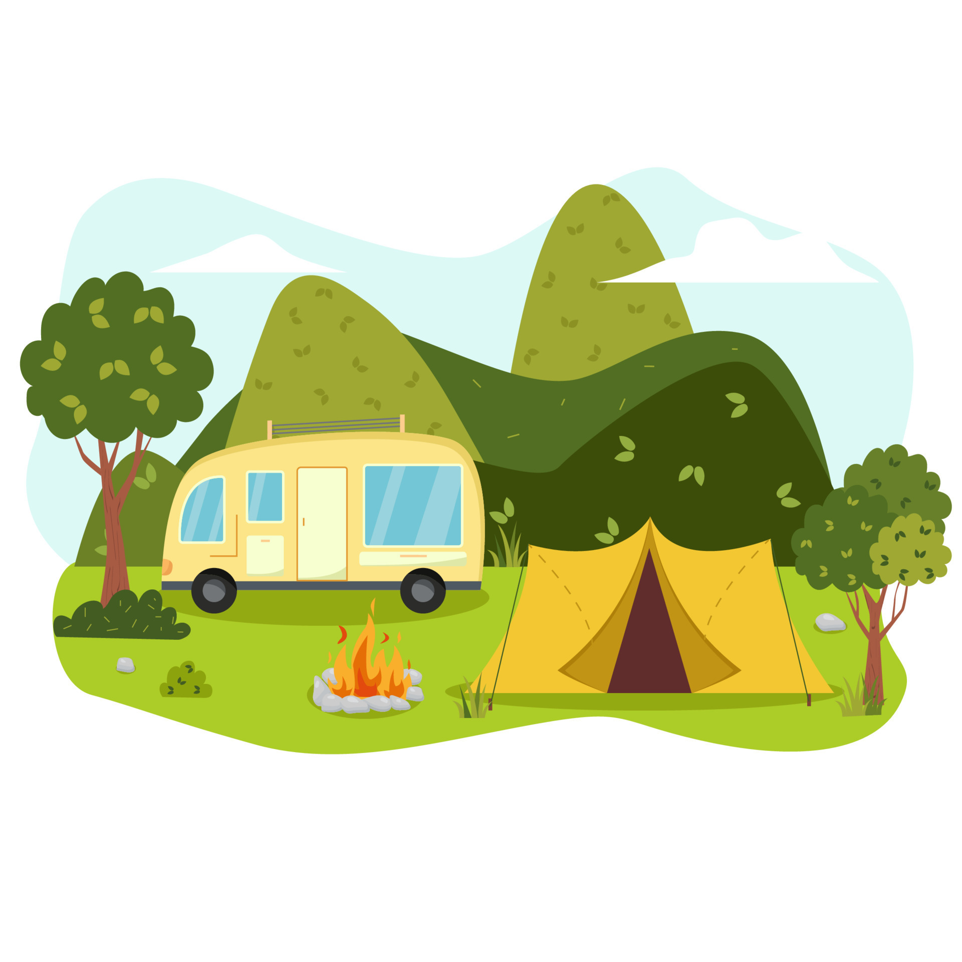 Family Rv Camping Clipart