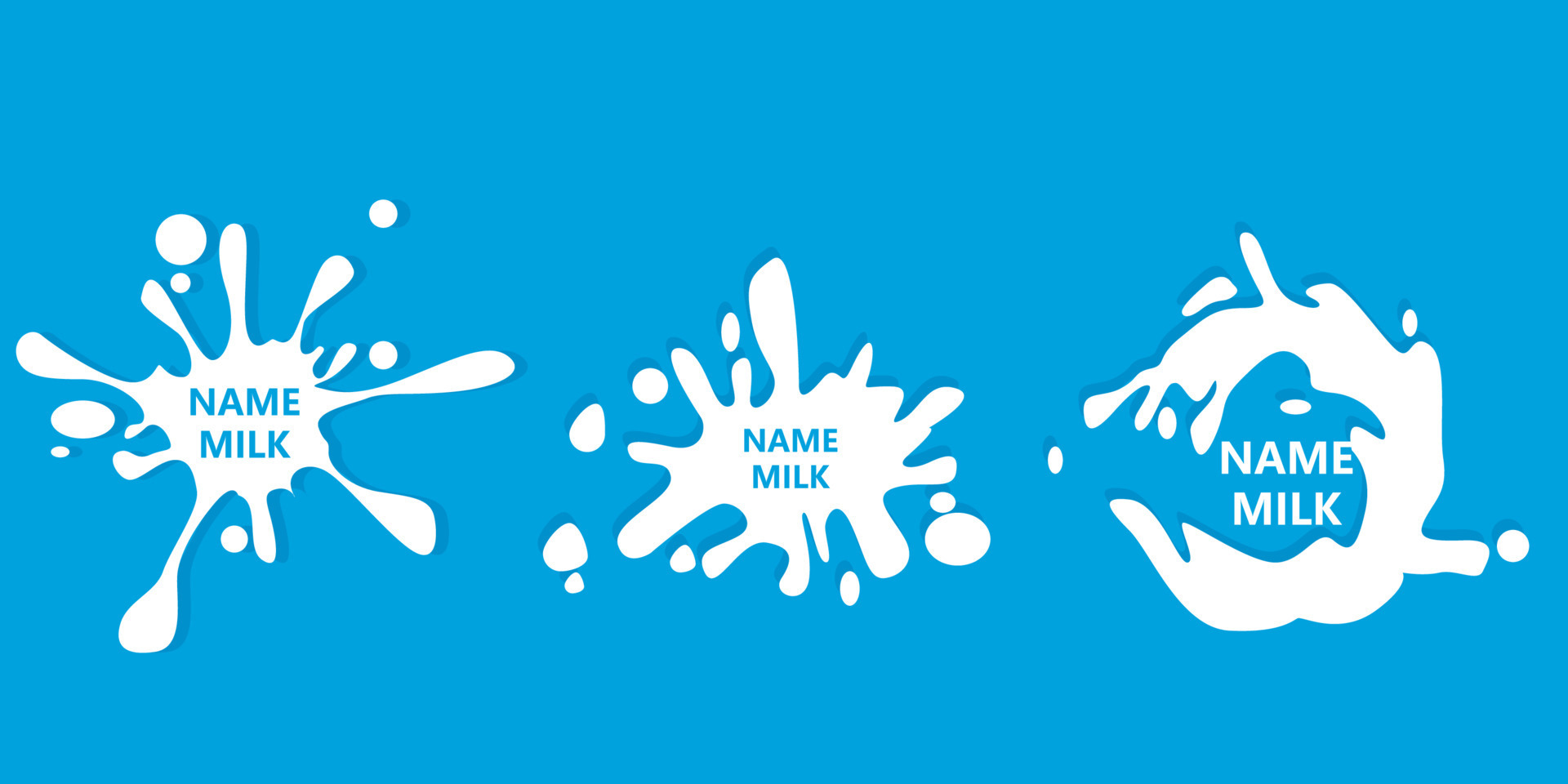 Set Of Flat Vector Fresh Milk Melted Splashes With Drops Lumps Spots Consuming Liquid