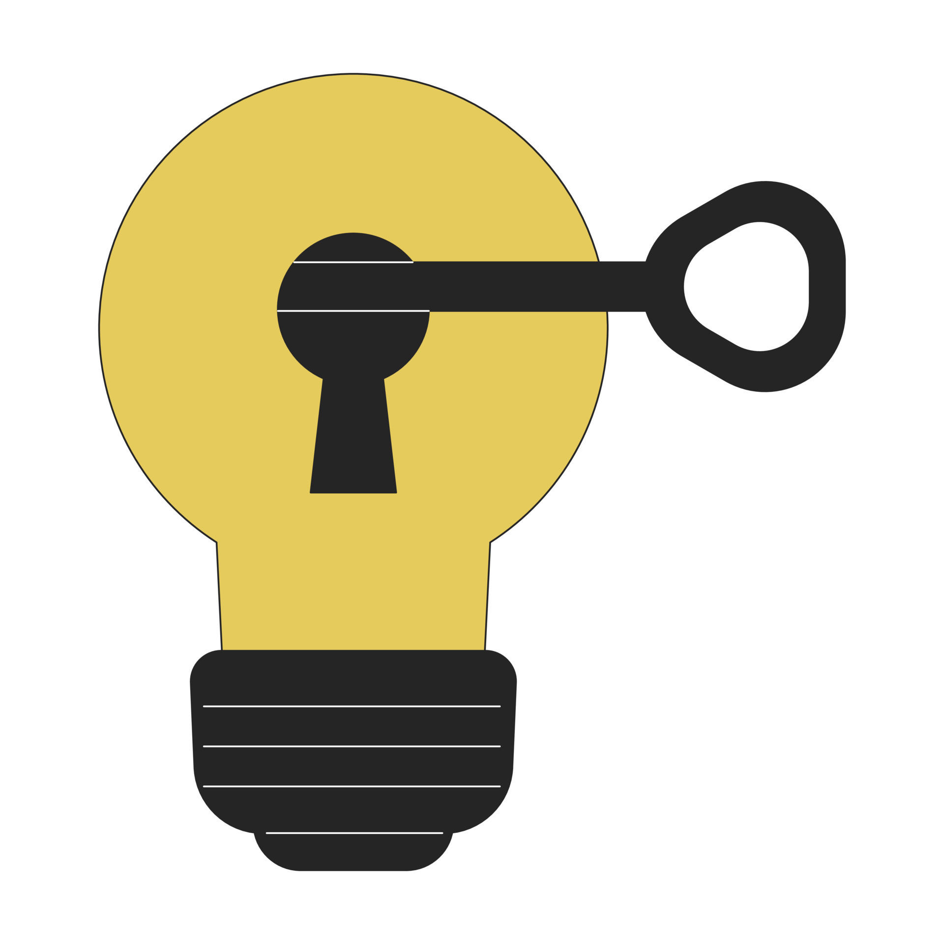Key Unlocks Lightbulb Keyhole Flat Line Color Vector Object Generate Business Idea Editable