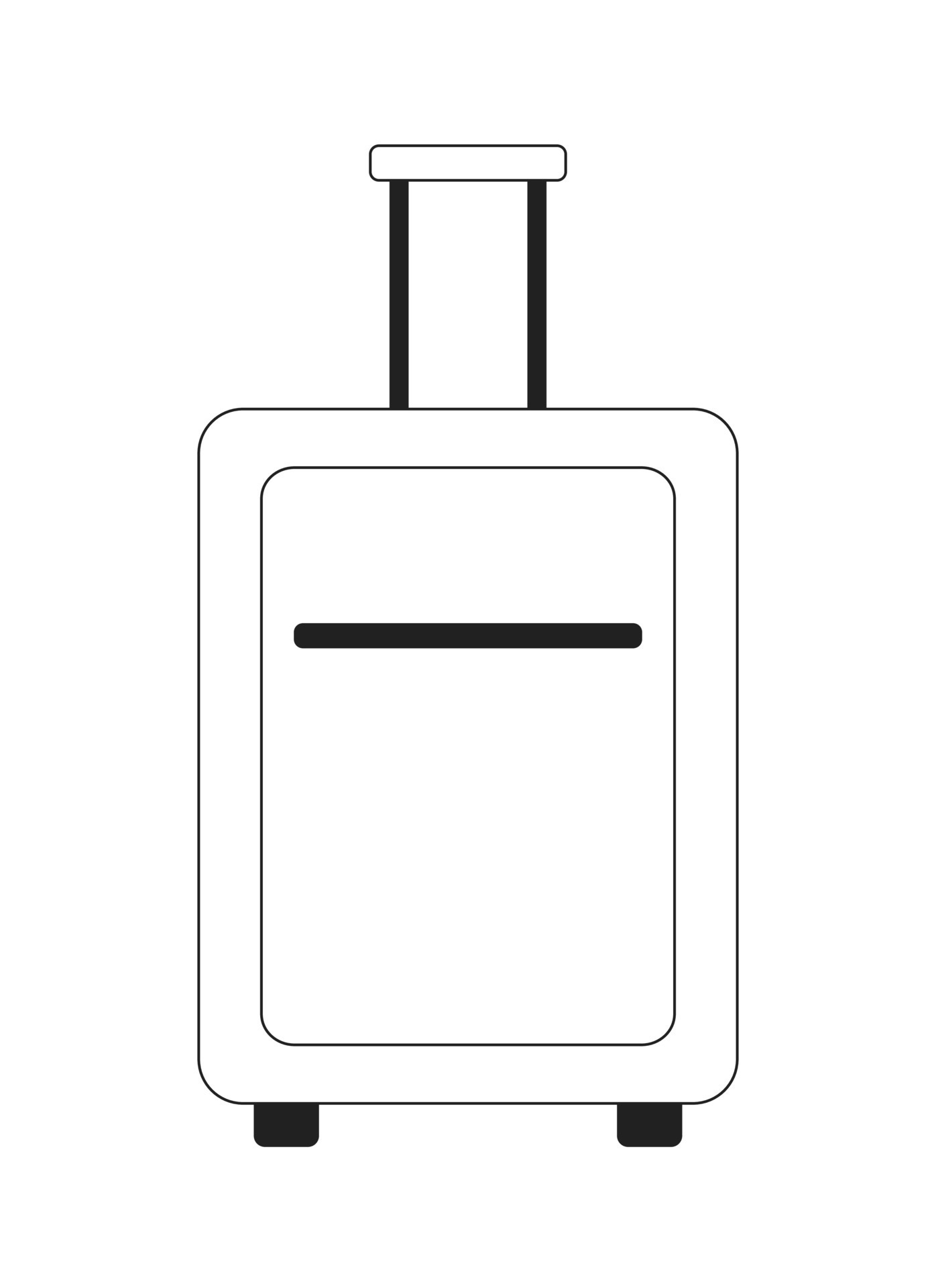 Suitcase On Wheels With Handle Monochrome Flat Vector Object Traveling Bag Editable Black And