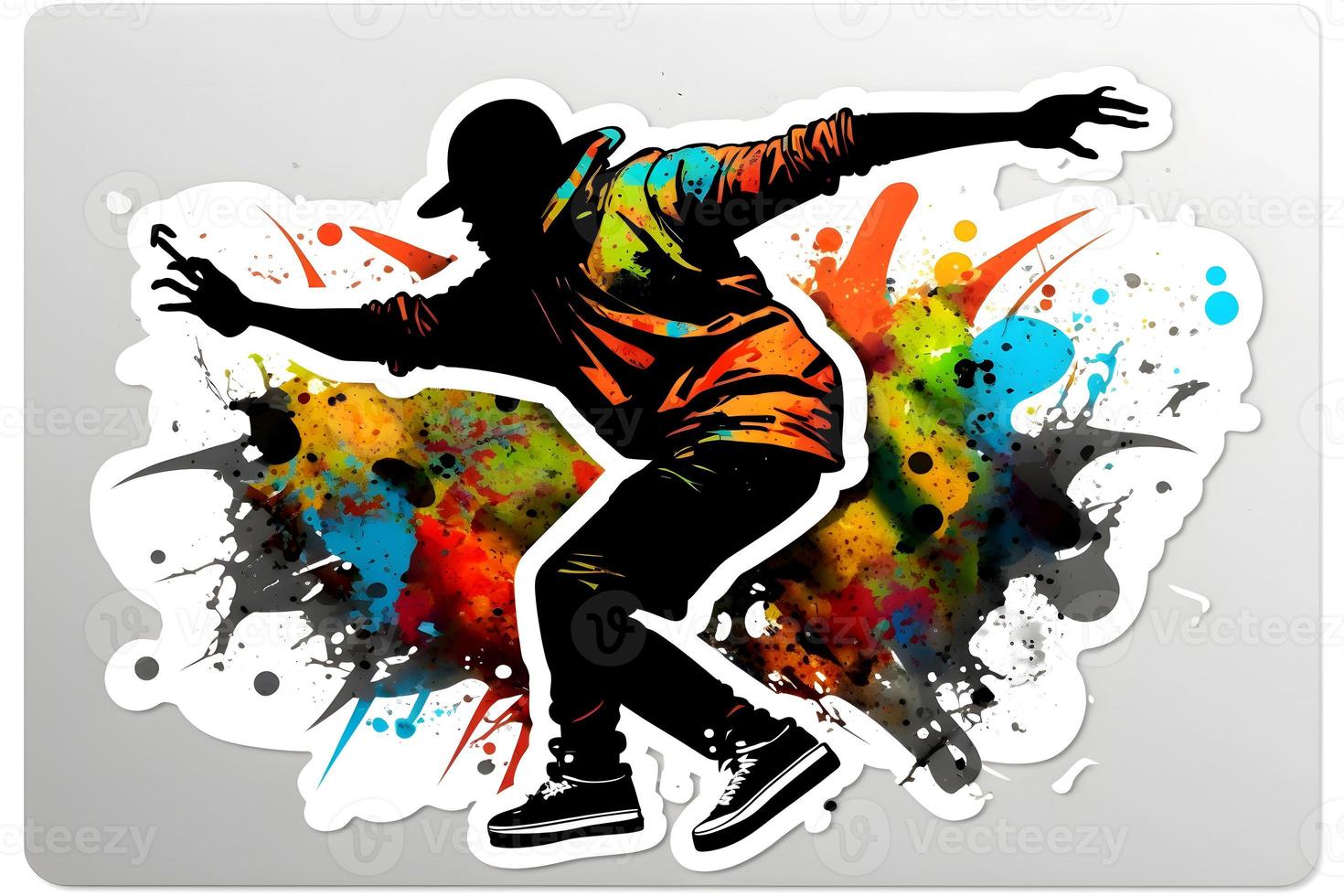 African American Hip Hop Dancer Performing On Watercolor Splash