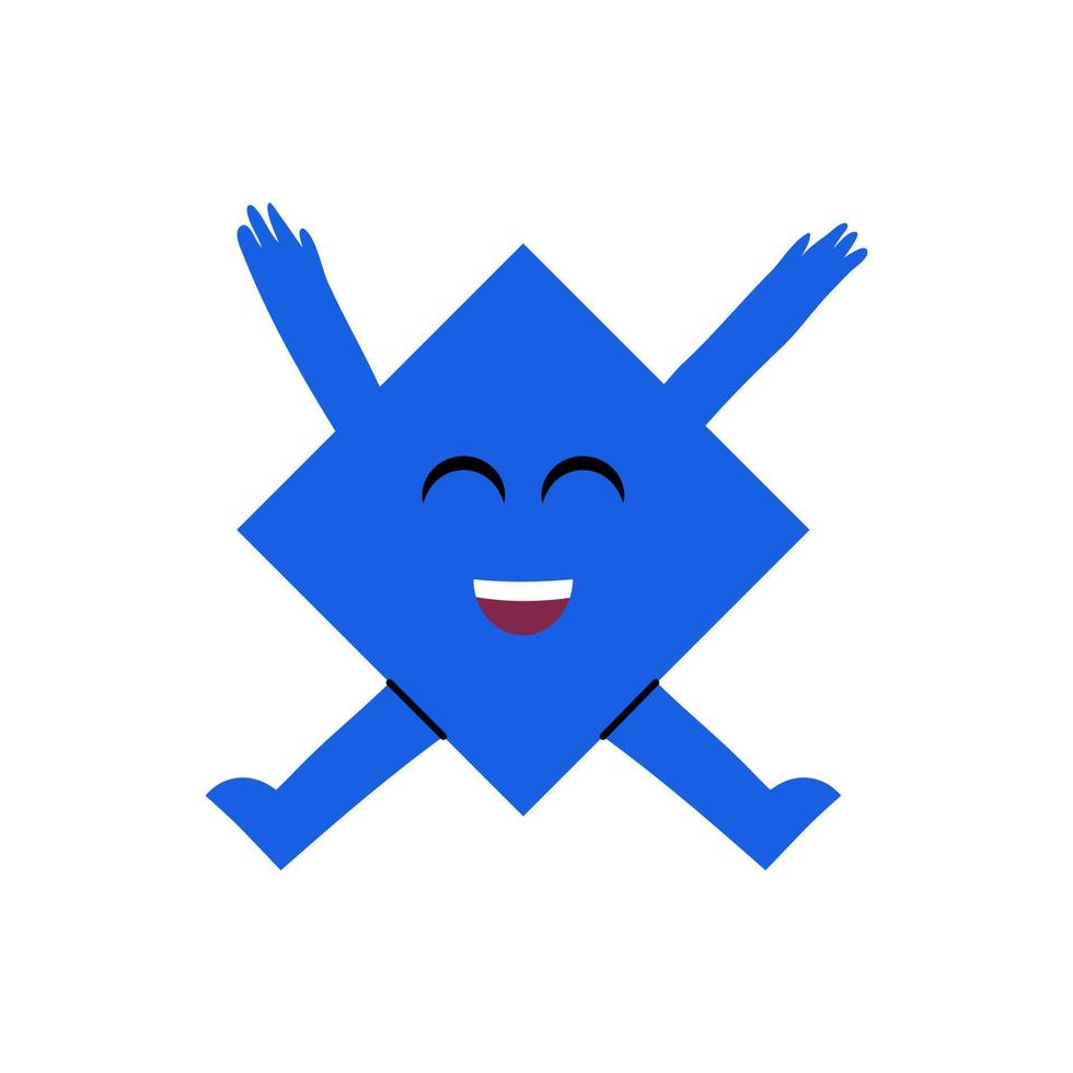 dibujos animados color personaje geométrico cómic criatura azul rombo. vector 23137388 Vector en ...