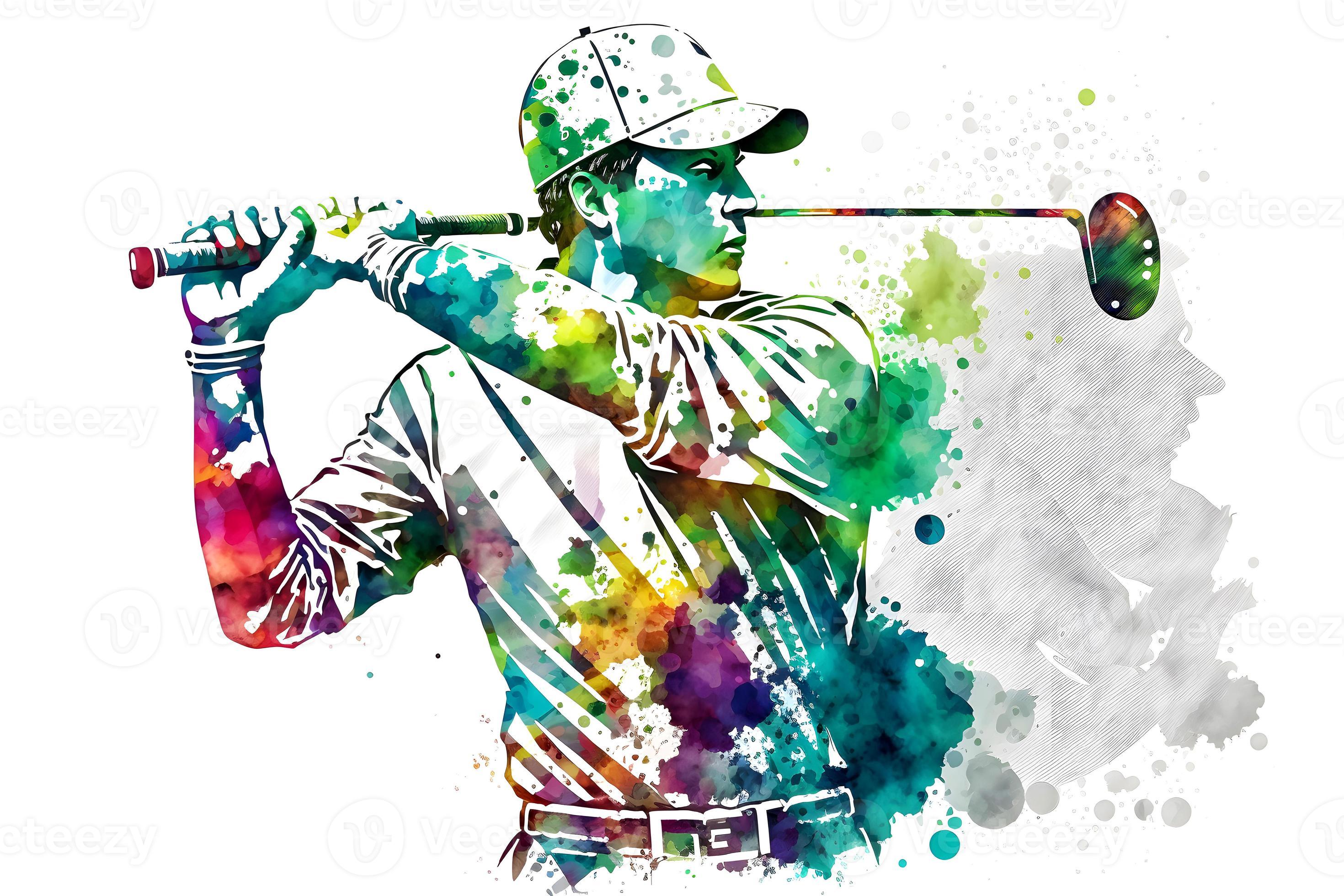 golf player with watercolor rainbow splash. Neural network generated ...