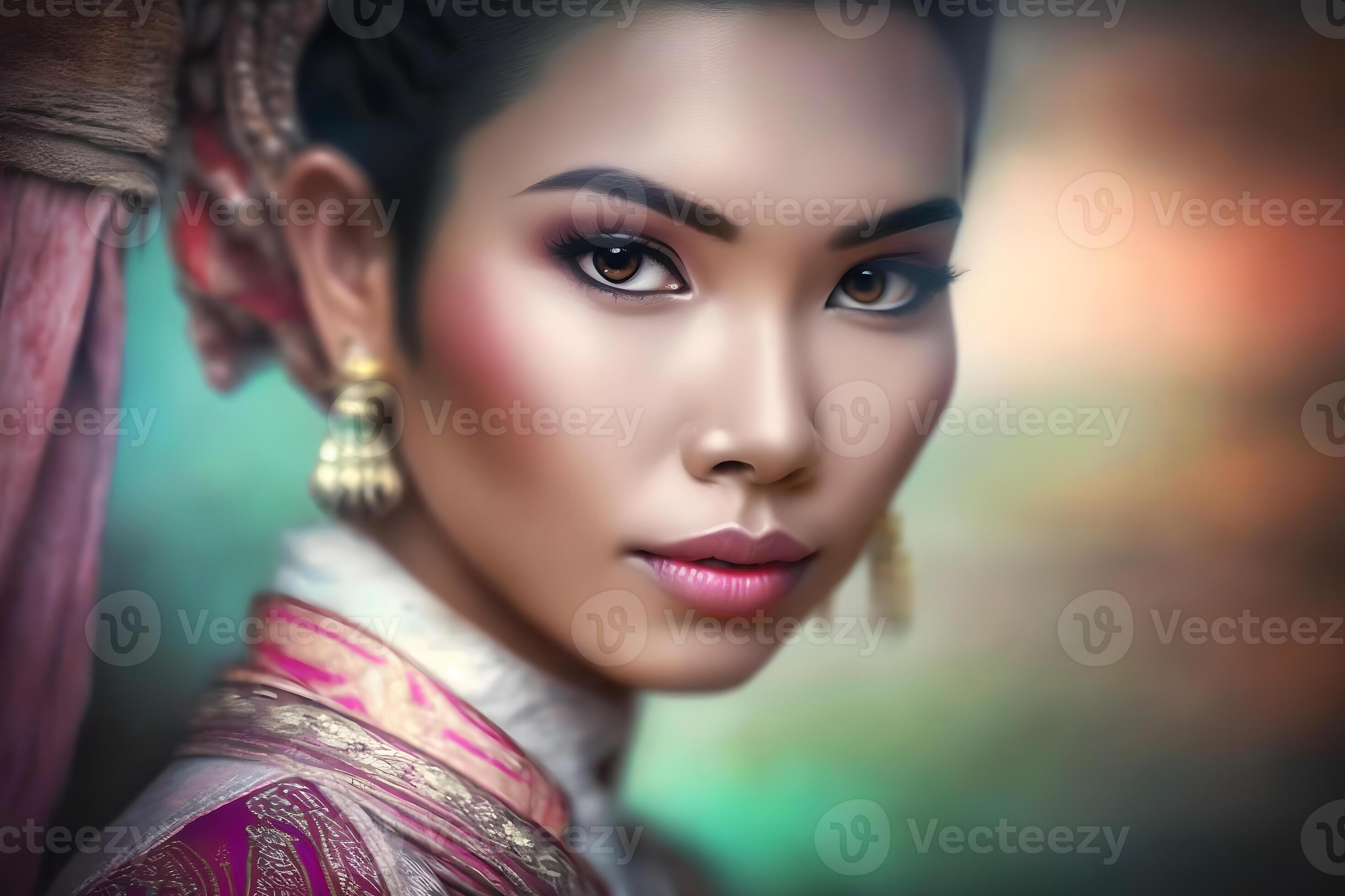 Portrait of a beautiful asian thai woman. Neural network 23139036 Stock Photo at Vecteezy