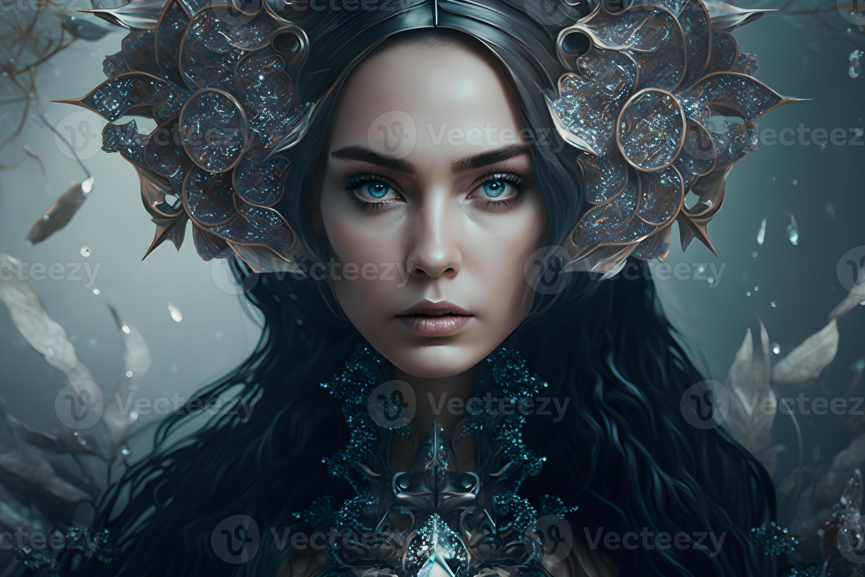 Portrait Of A Beautiful Girl Queen Of Diamonds Fantasy Dark Goddess Neural Network Ai Generated