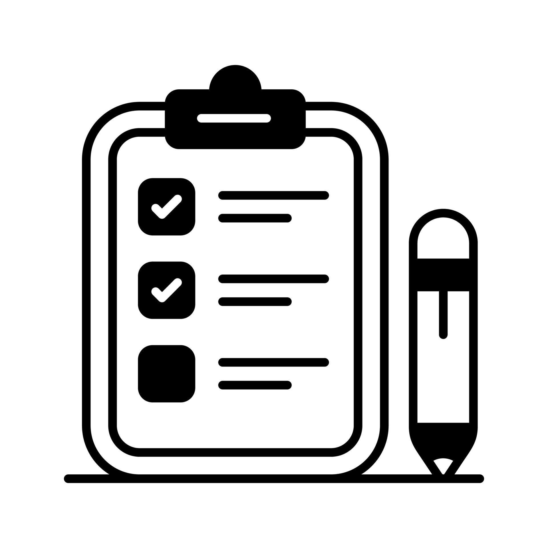 Carefully designed checklist icon represents a list of tasks or items ...