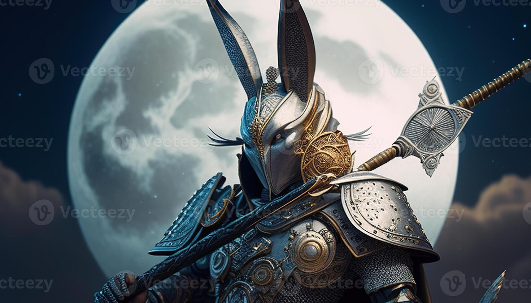 moon rabbit warrior, digital art illustration, 23143654 Stock Photo at Vecteezy