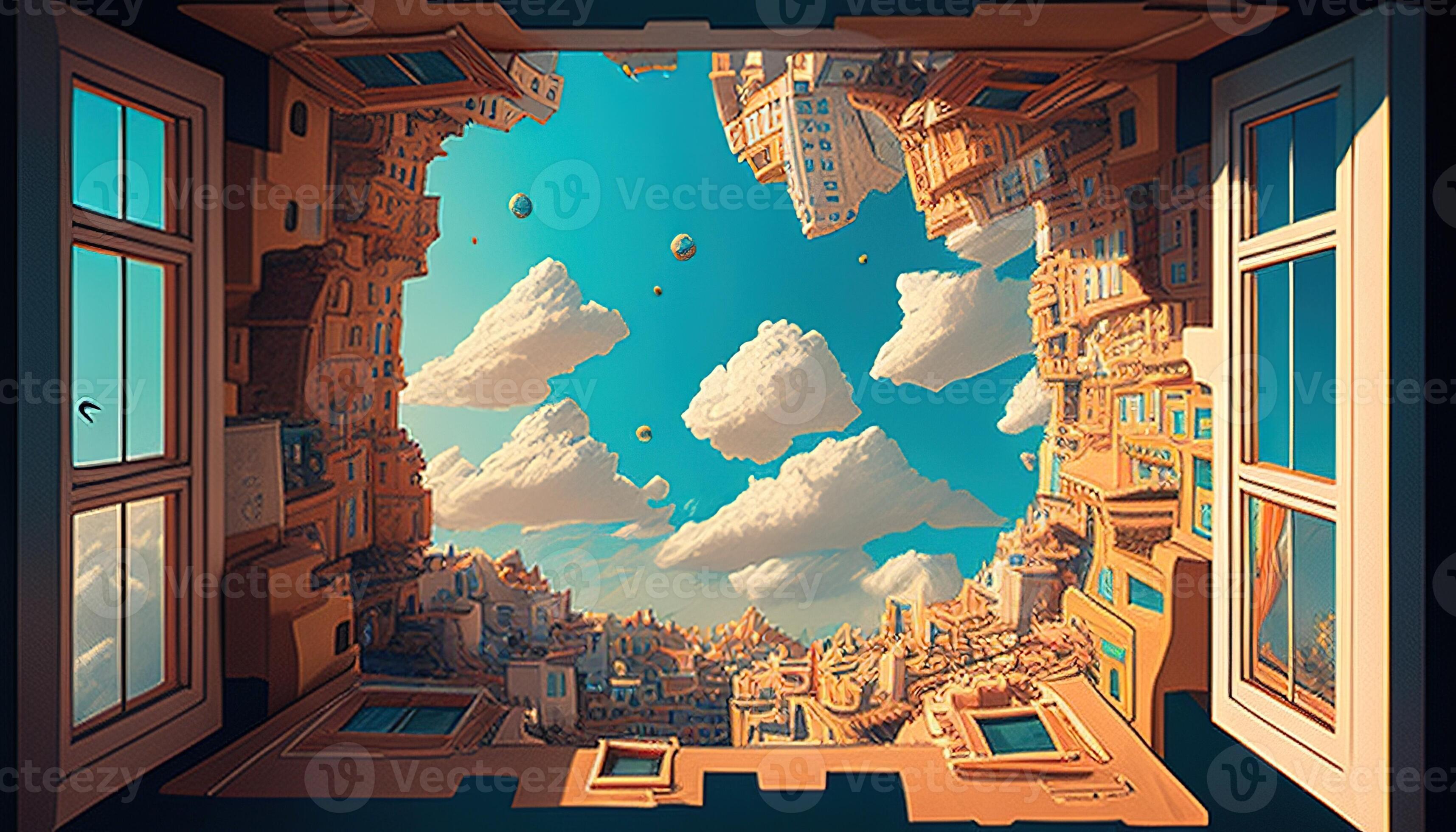 upside down world, digital art illustration, 23143863 Stock Photo at ...