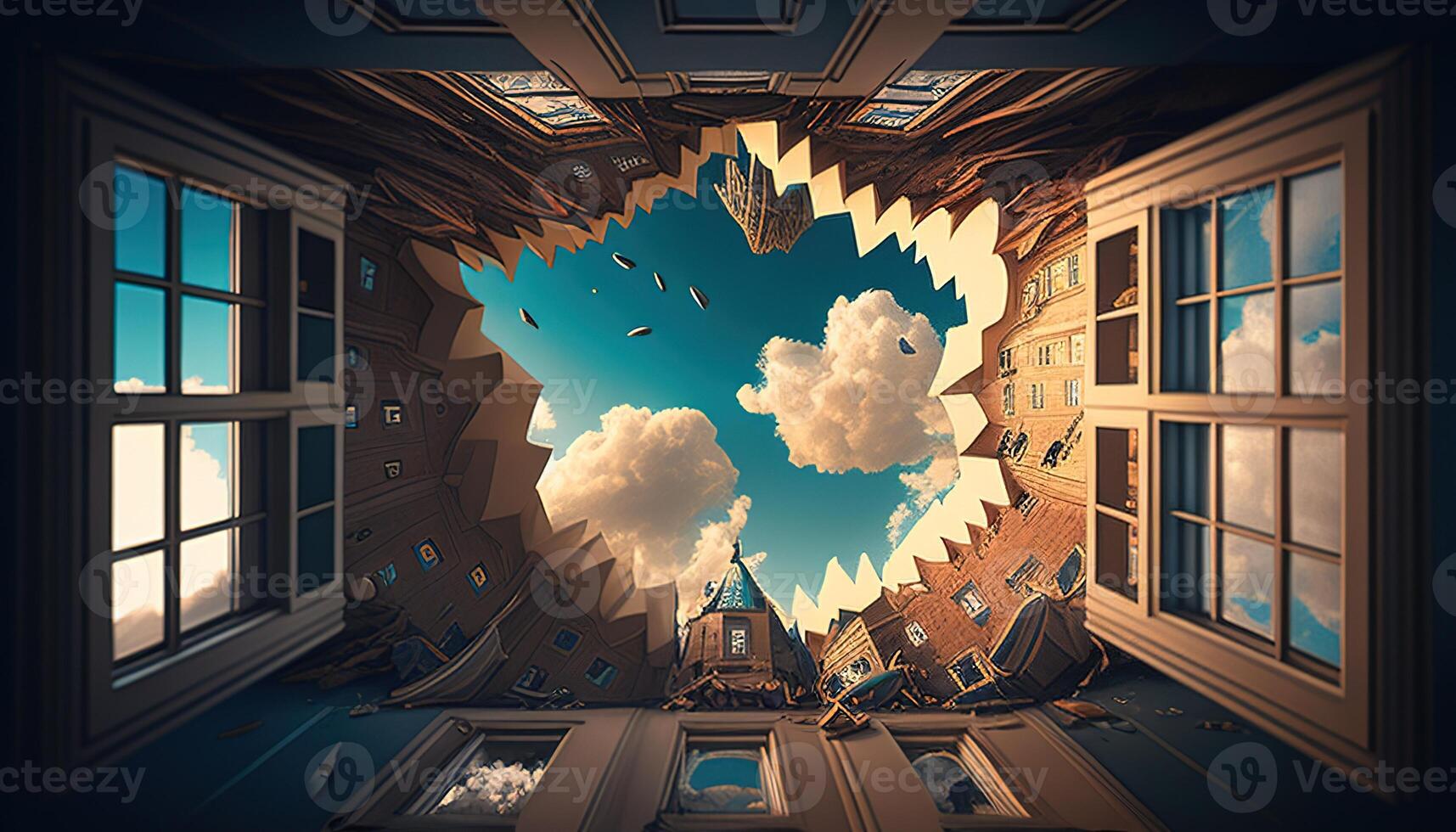 upside down world, digital art illustration, 23144007 Stock Photo at ...