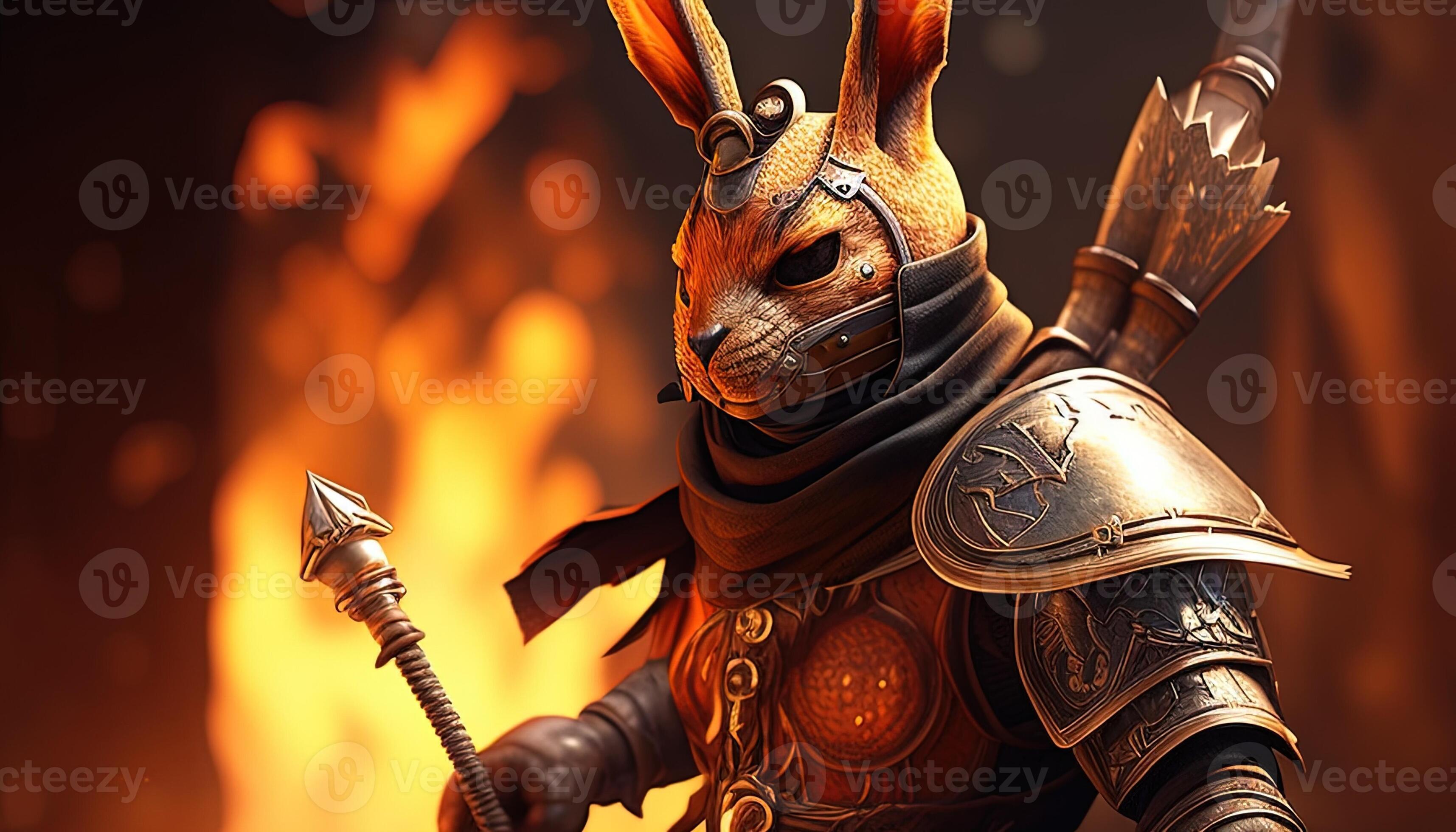 fire rabbit warrior, digital art illustration, 23144244 Stock Photo at Vecteezy