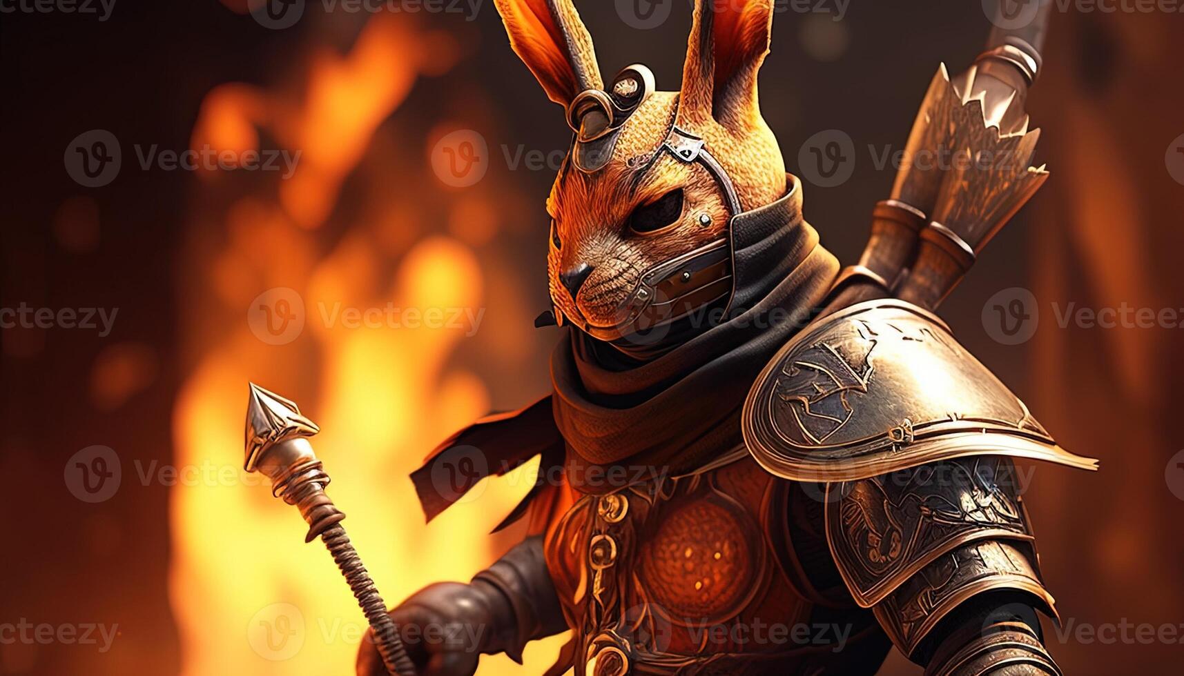 fire rabbit warrior, digital art illustration, 23144244 Stock Photo at Vecteezy