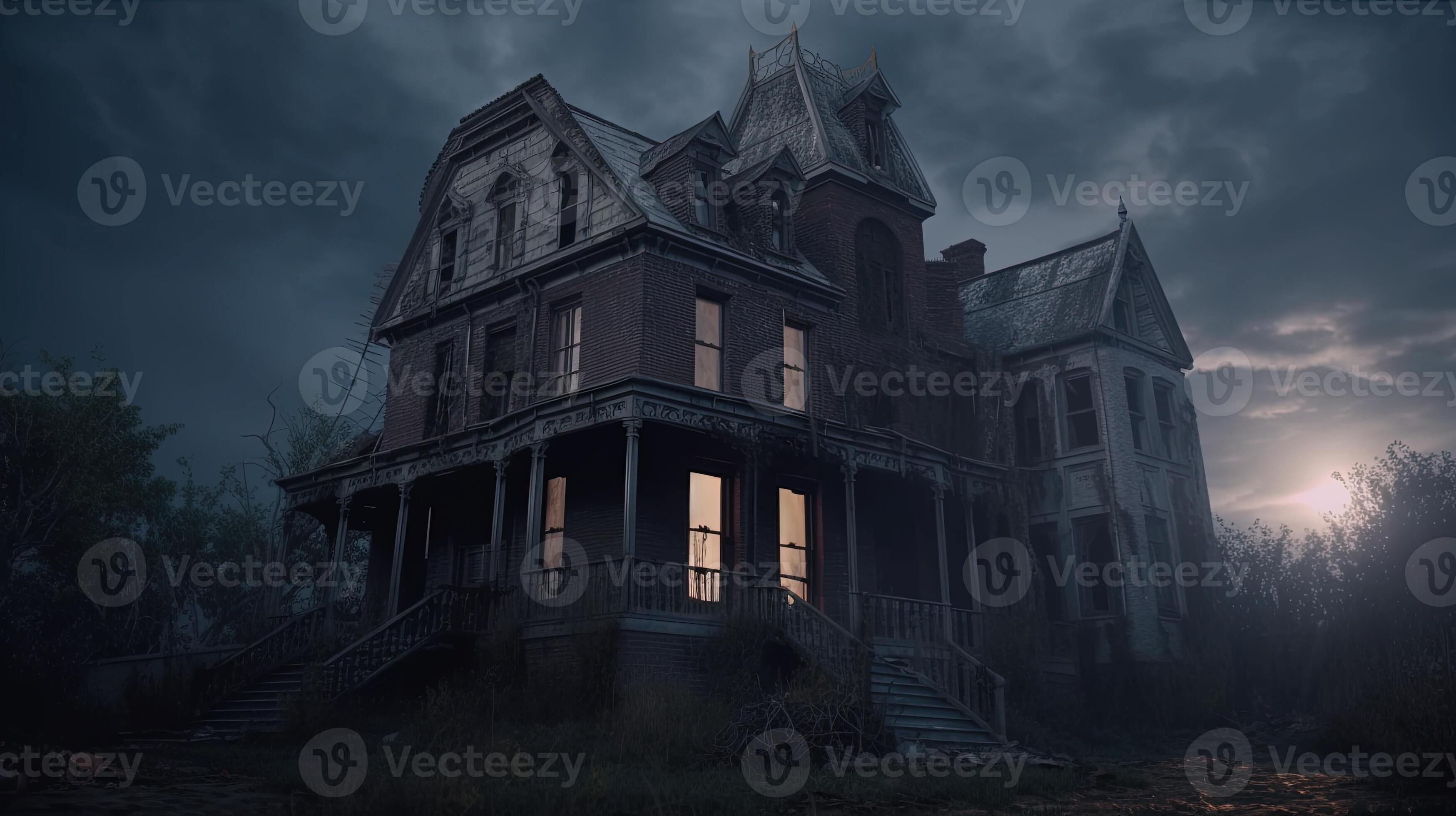 spooky and abandoned big old house, digital art illustration, 23144268 Stock Photo at Vecteezy