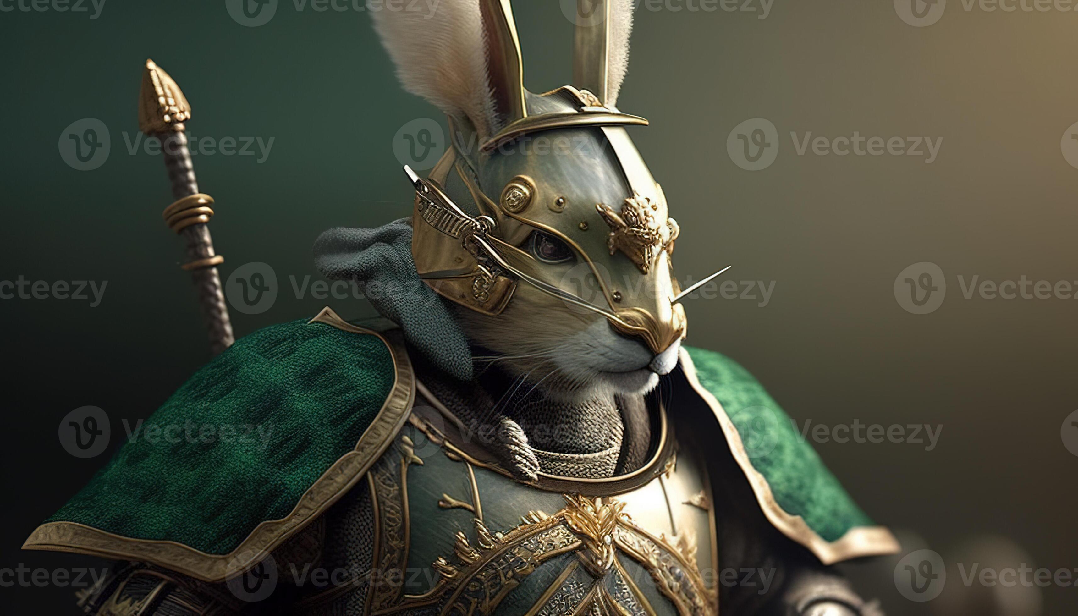 lucky rabbit warrior, digital art illustration, 23144363 Stock Photo at Vecteezy