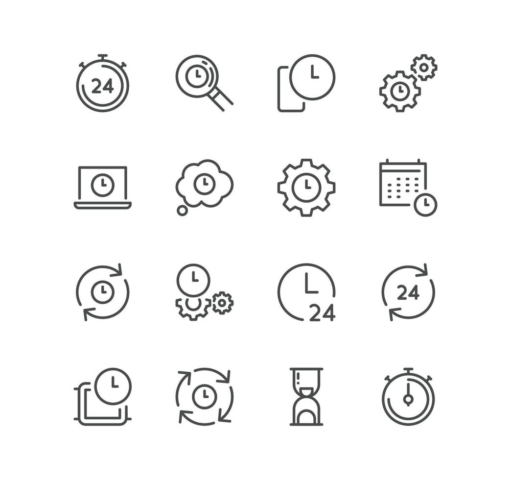 Set Of Time Related Icons Timer Speed Alarm Restore Time Management Calendar And Linear