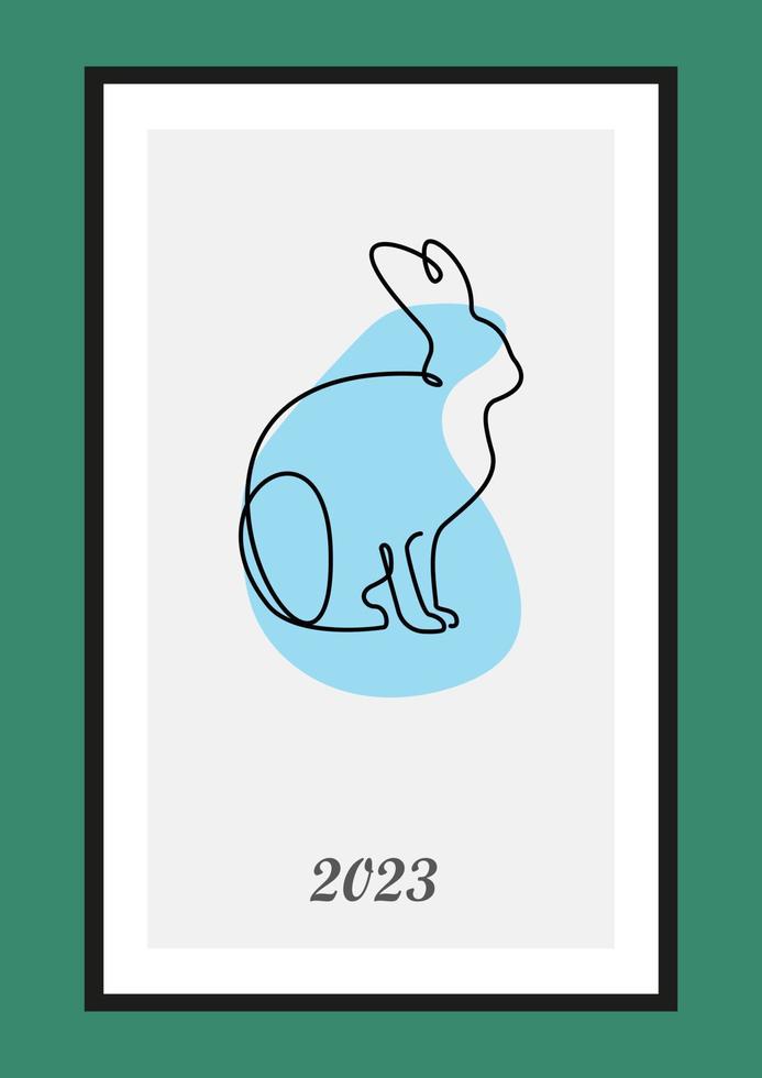 Year of the Rabbit 2023. Rabbit one line continuous drawing. Hare ...