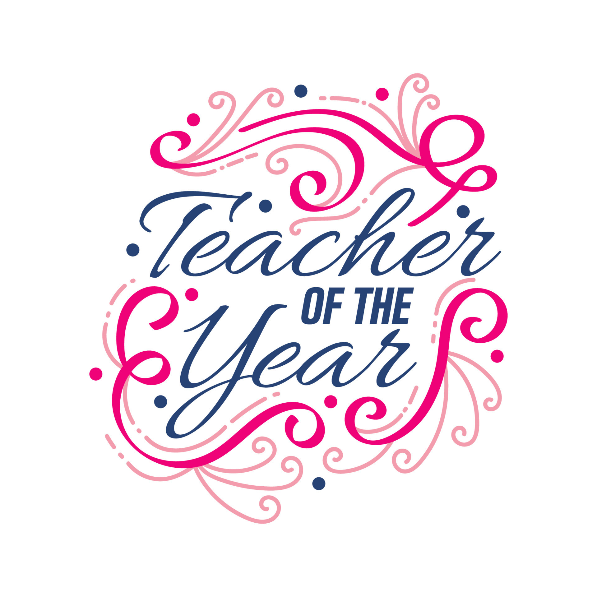 Teacher Of The Year Lettering With Doodle Element Happy Teachers Day