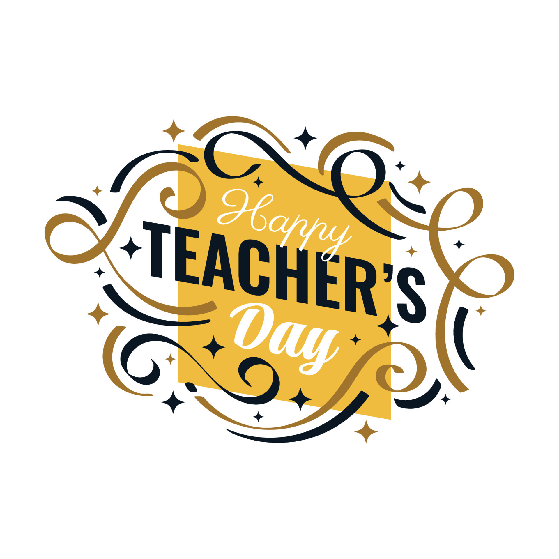 Happy Teachers Day Lettering With Doodle Element Teachers Day