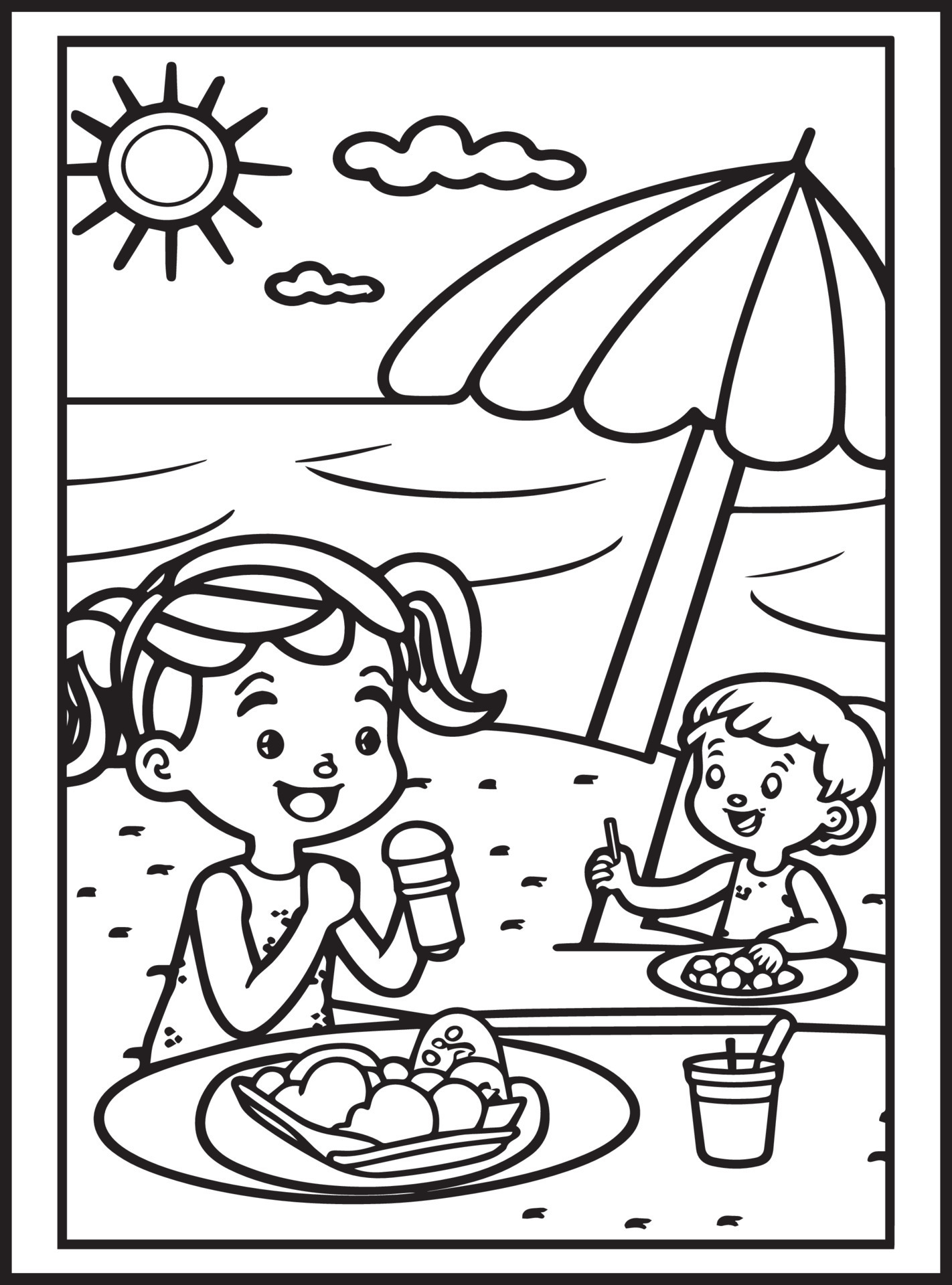 dibujos de verano para colorear para niños 23156422 Vector en Vecteezy