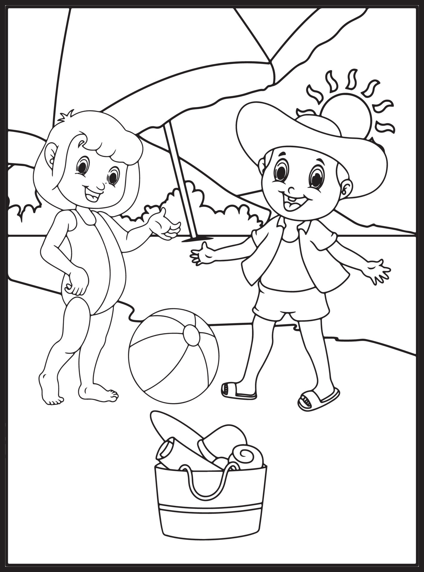 dibujos de verano para colorear para niños 23156599 Vector en Vecteezy