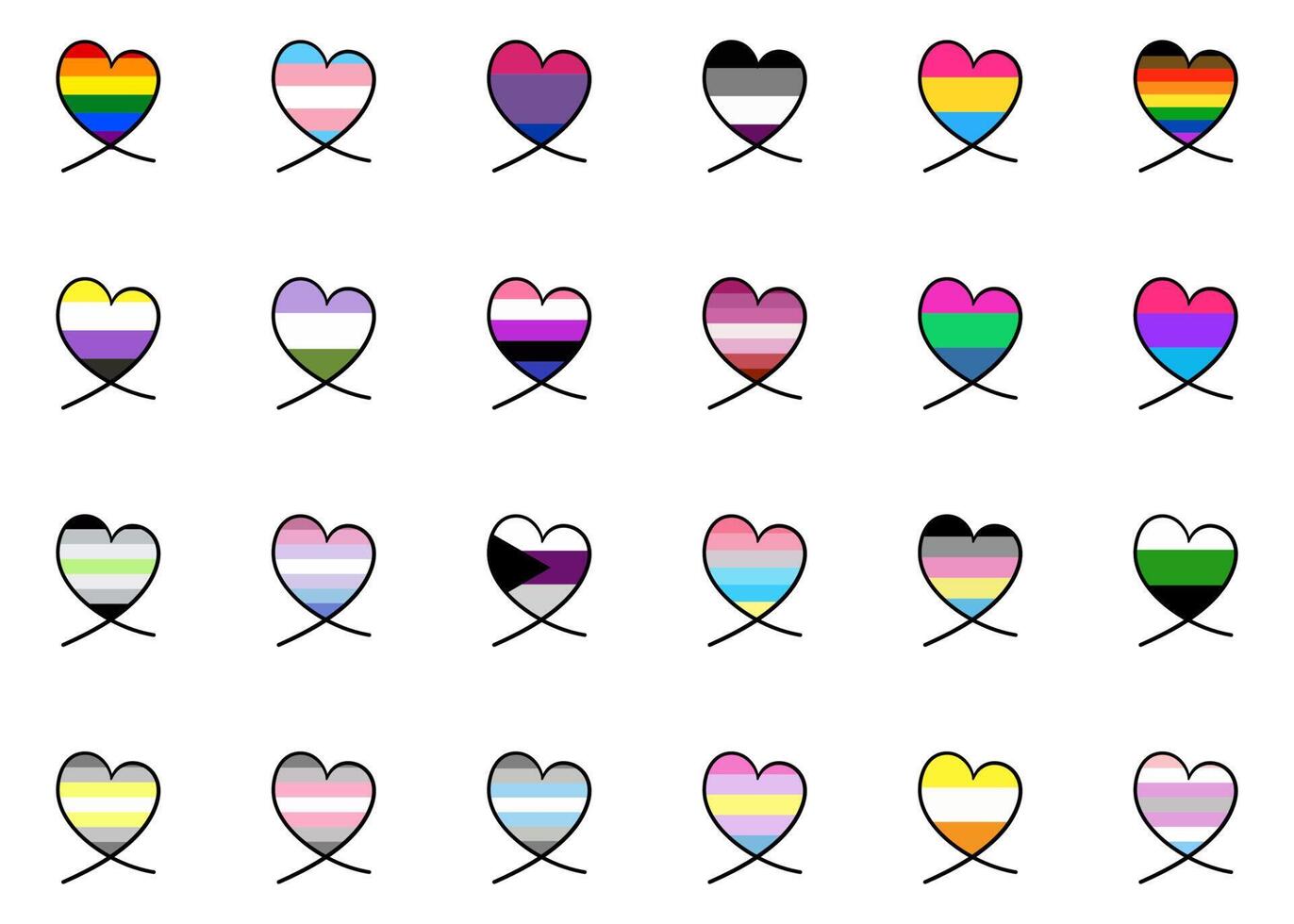 Lgbt Sexual Identity Pride Heart Shaped Flags Collection Flags List