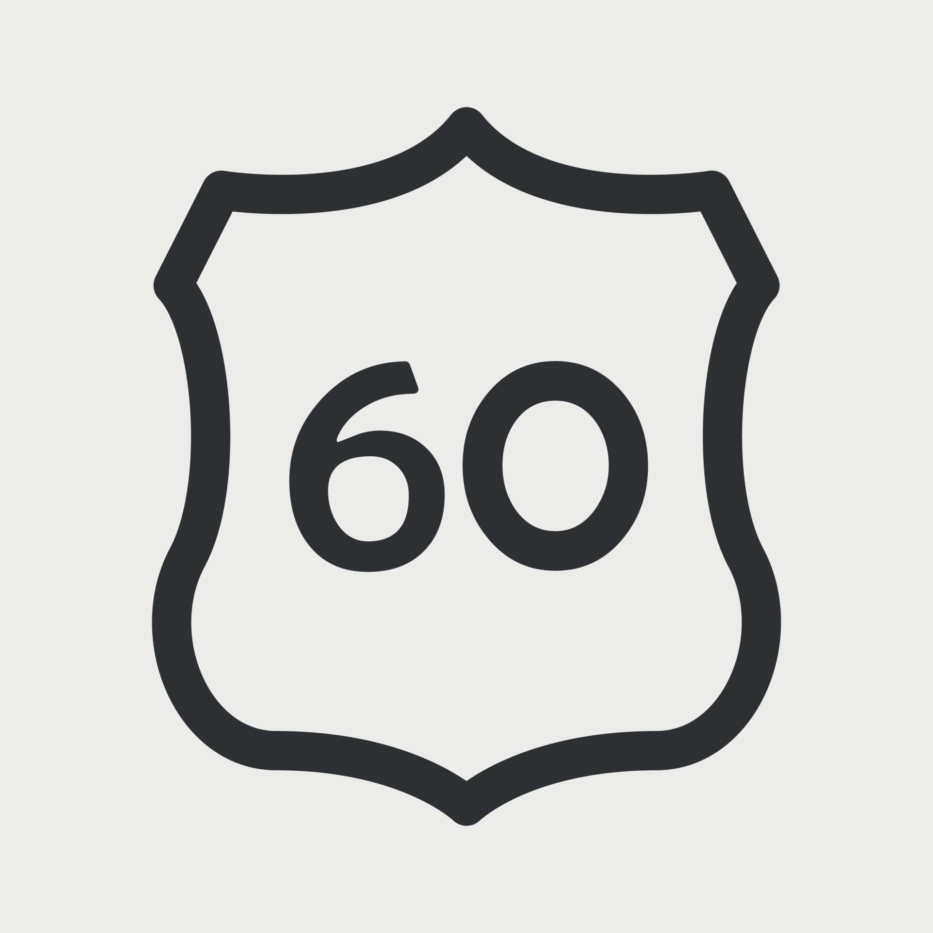 US 60 highway road. Travel inforamtion sign. Interstate highway shields used in the US. Vector ...