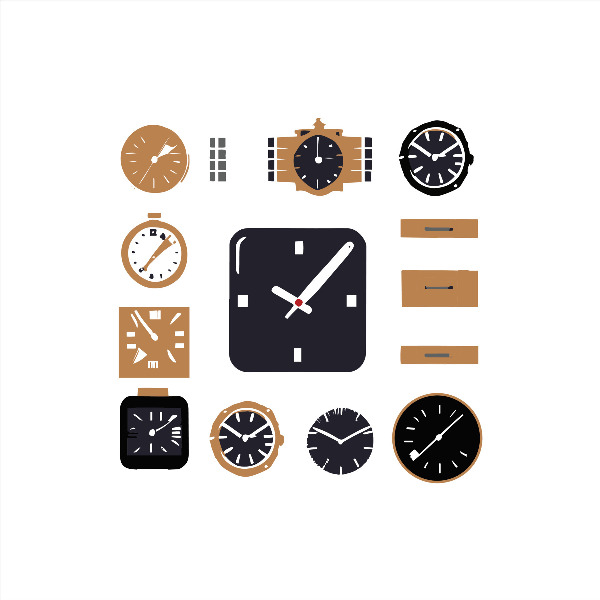 A Beautiful Clock Icon Set Vector Art 23162445 Vector Art At Vecteezy